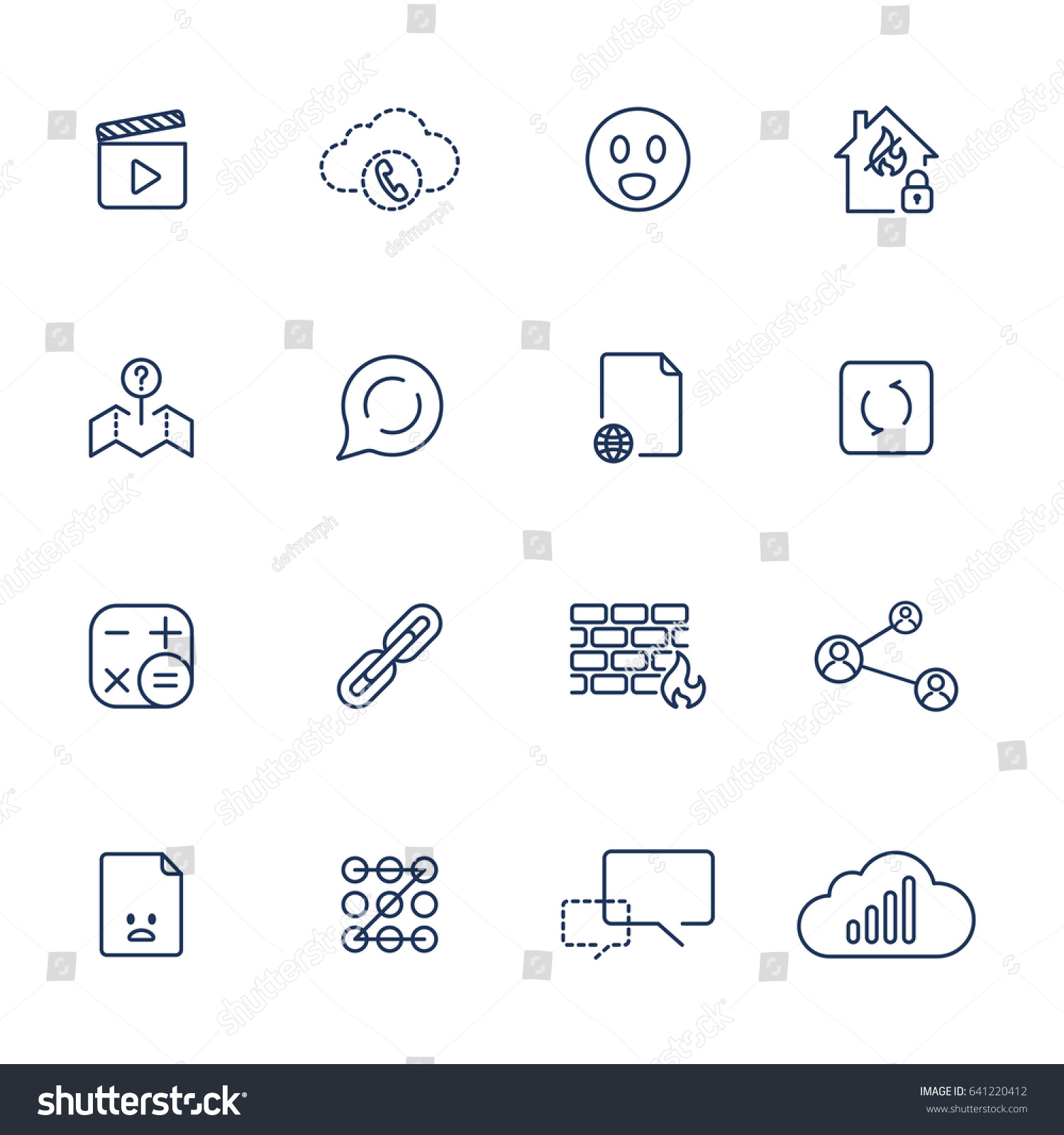 Set 16 Icons Sites App Programs Stock Vector (Royalty Free) 641220412 ...
