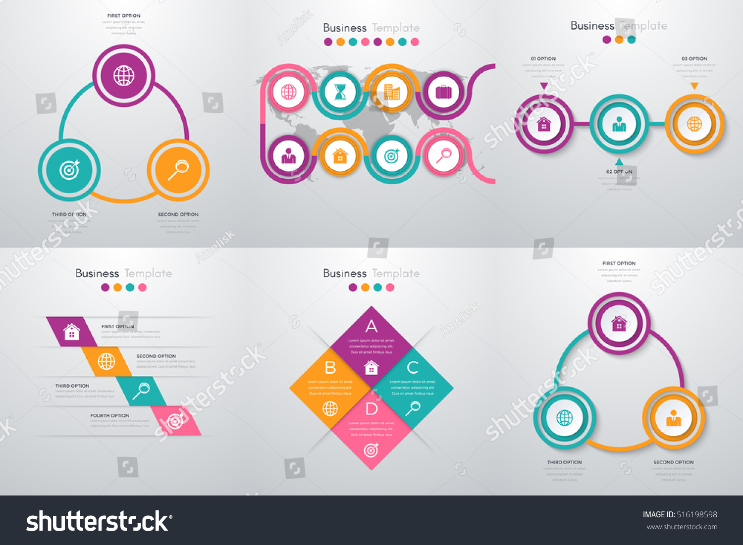 Set Infographics Data Information Visualization Template Stock Vector ...