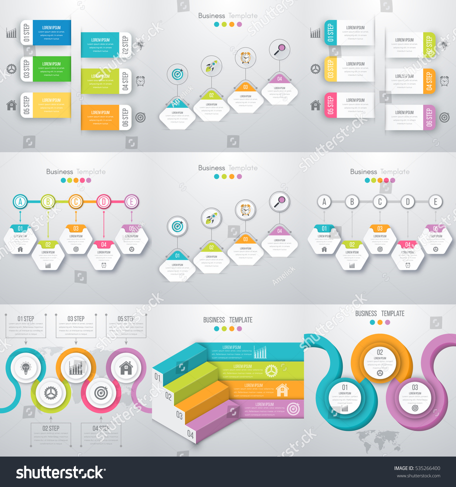 Set Infographics Data Information Visualization Template Stock Vector ...
