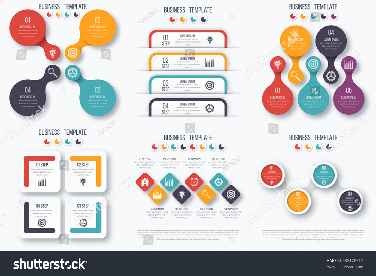 Set Infographics Data Information Visualization Template Stock Vector ...