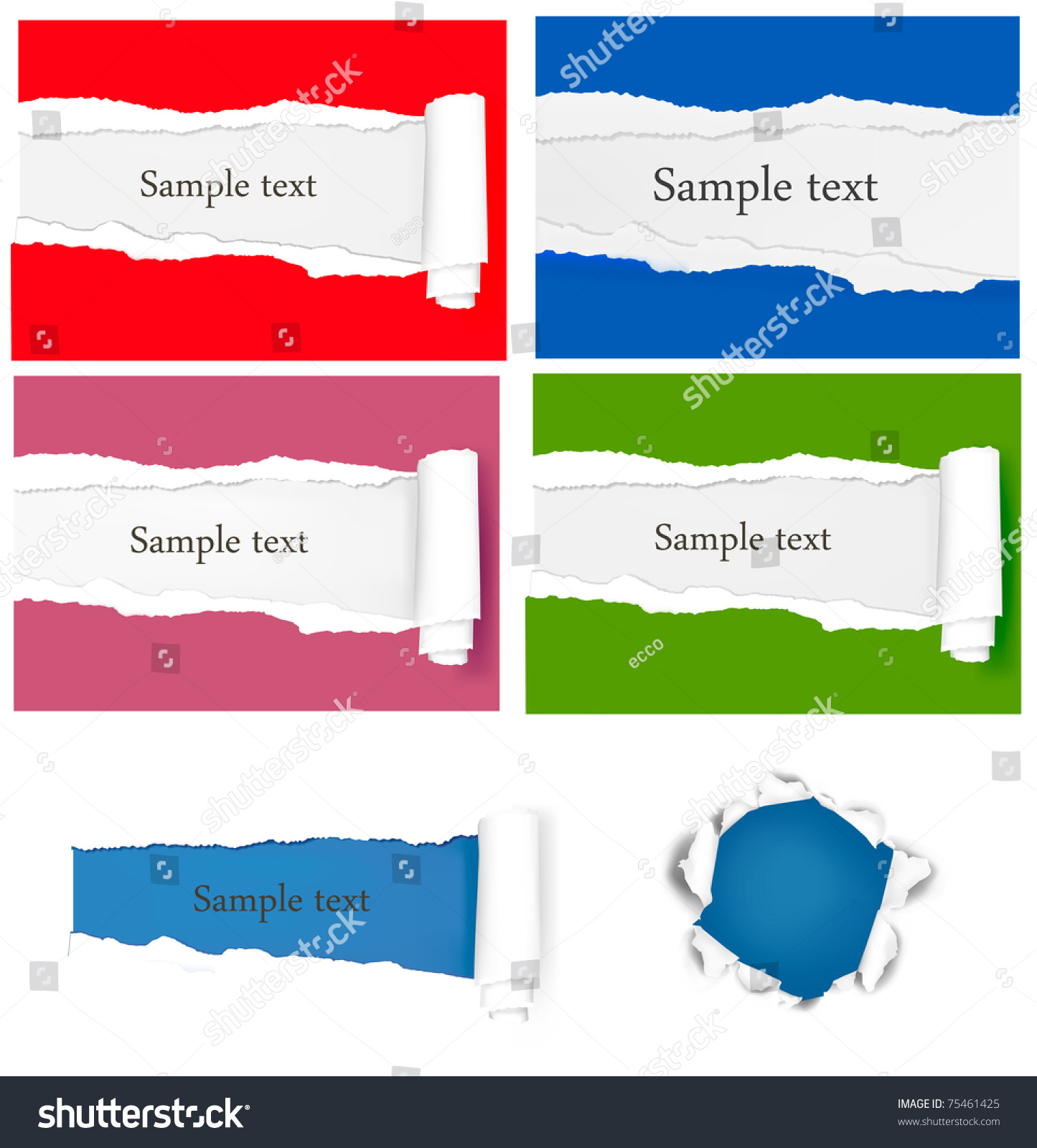 Set Ripped Colored Paper Backgrounds Vector Stock Vector (Royalty Free ...
