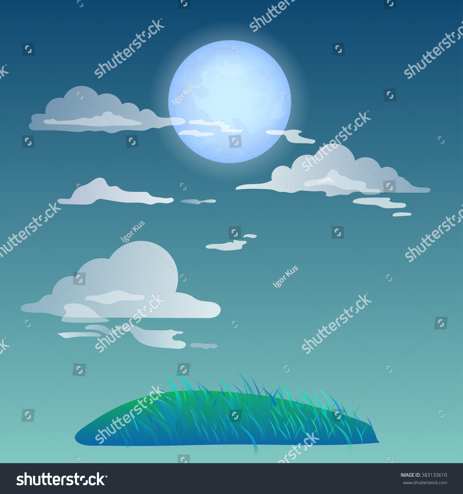 Seth Cloud Grass Moon Vector Illustration Stock Vector (Royalty Free ...