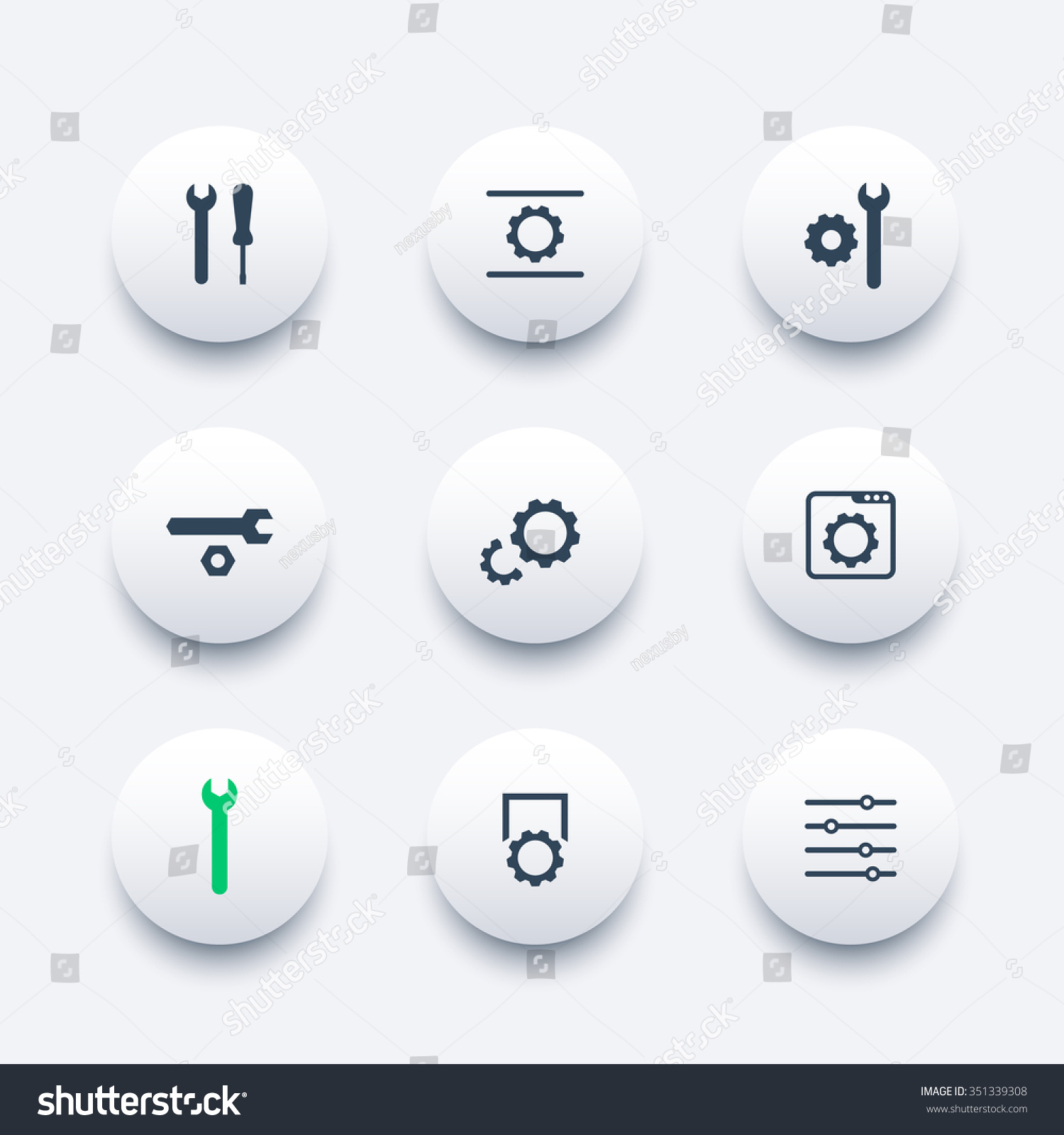 Settings Configuration Development Modern Round Icons Stock Vector ...