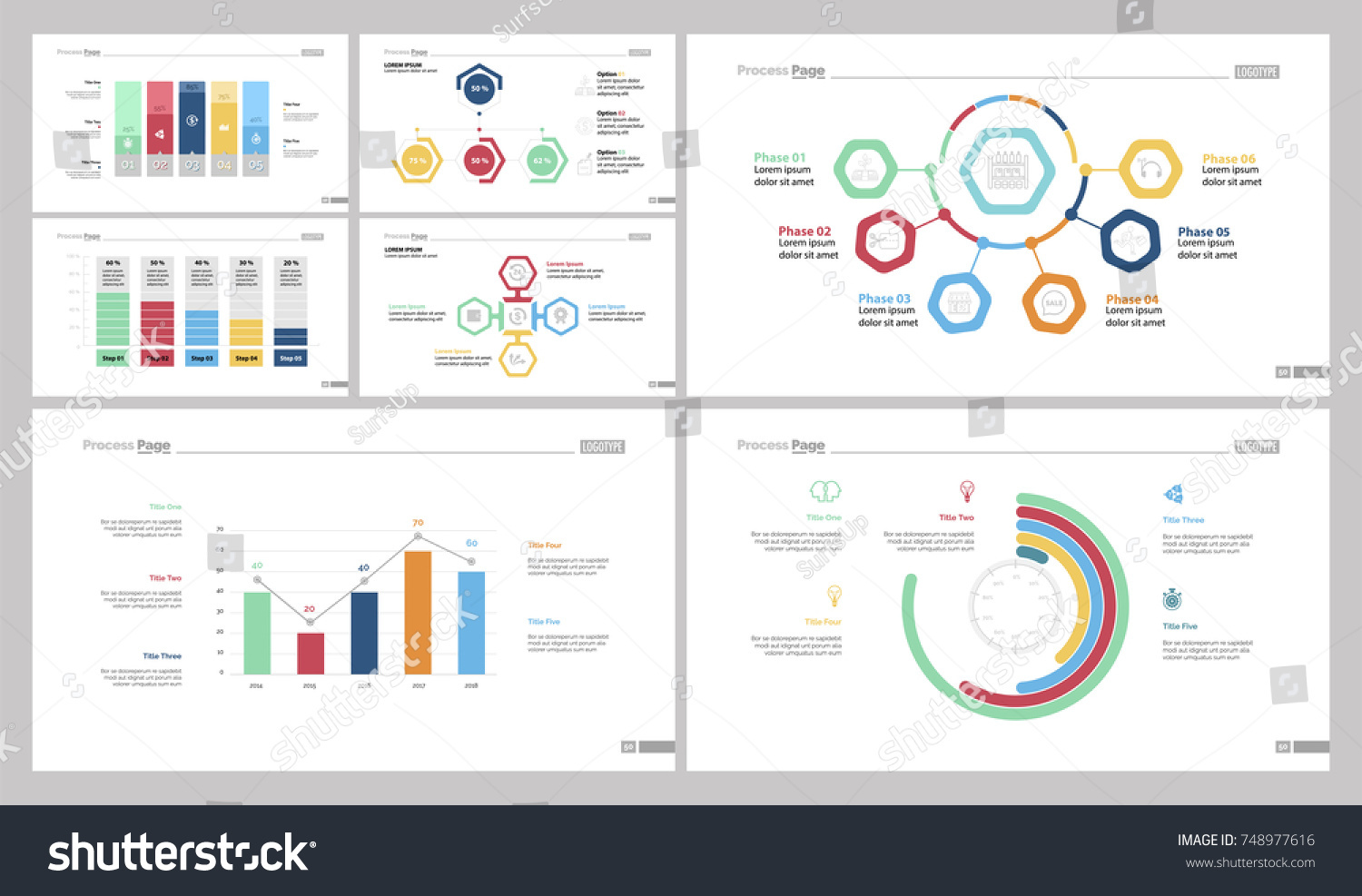 Seven Analysis Slide Templates Set Stock Vector (Royalty Free ...