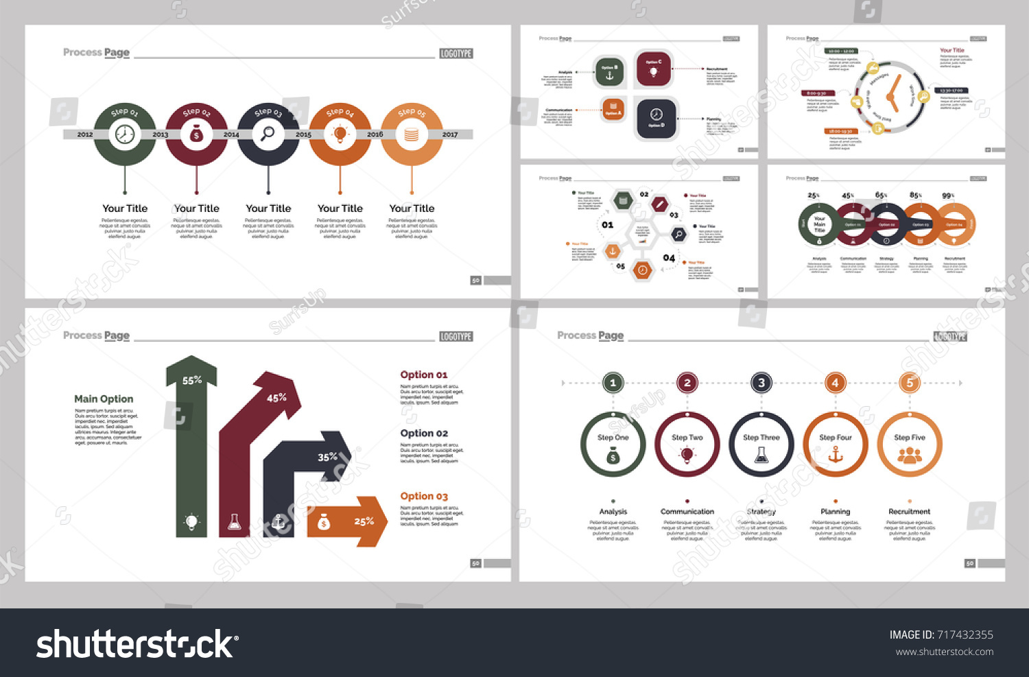 Seven Analytics Slide Templates Set Stock Vector (Royalty Free ...