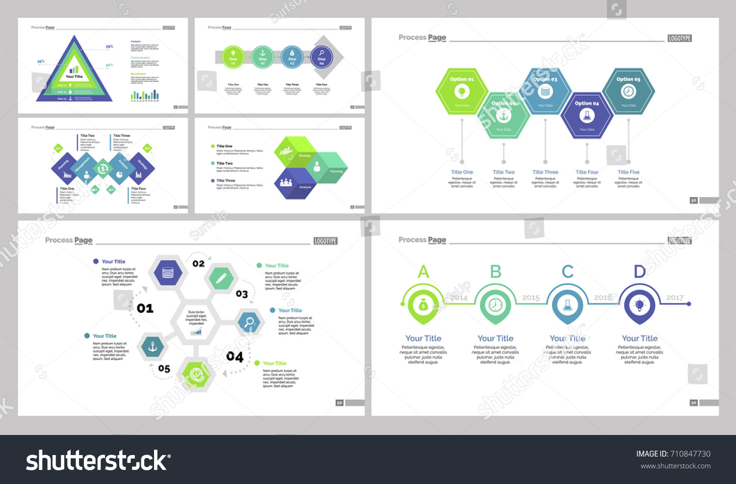 Seven Management Slide Templates Set: vector de stock (libre de ...