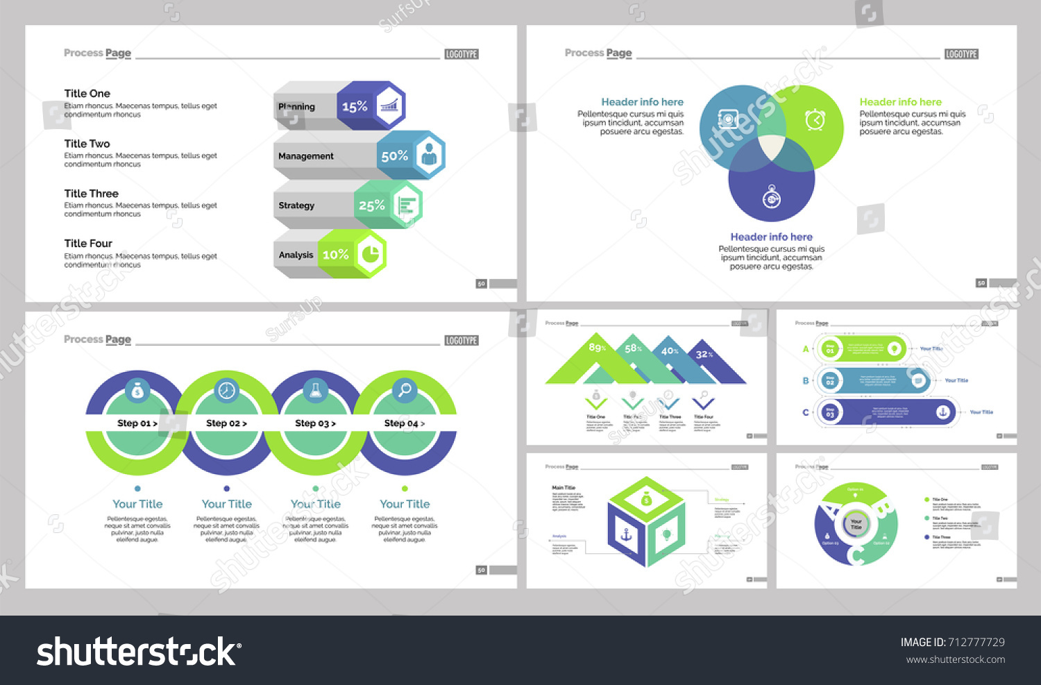 Seven Planning Slide Templates Set Stock Vector (Royalty Free ...