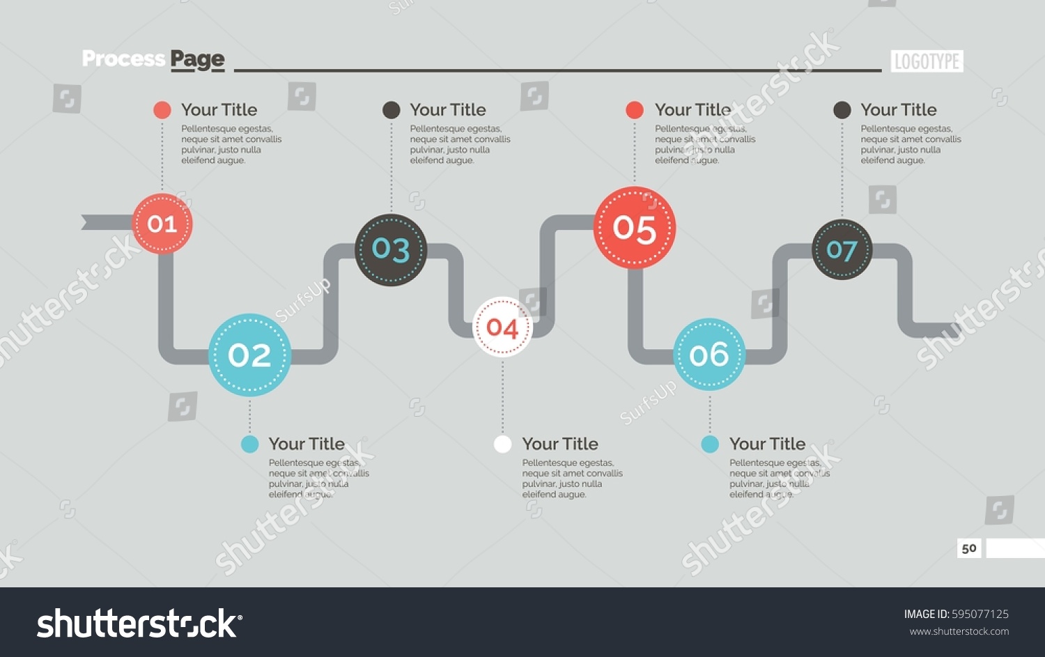 Seven Steps Diagram Slide Template Stock Vector (Royalty Free) 595077125