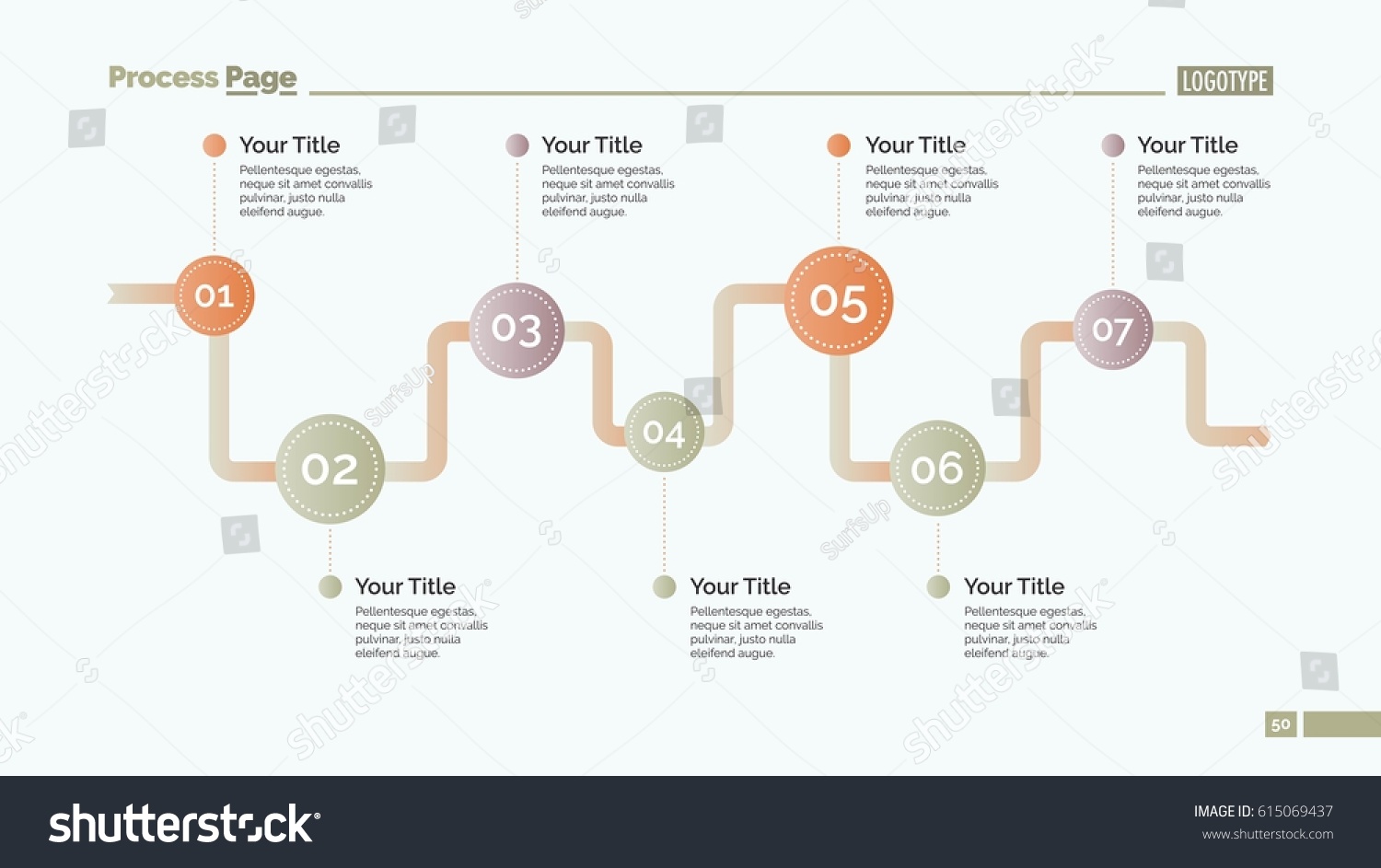 Seven Steps Diagram Slide Template Stock Vector (Royalty Free) 615069437