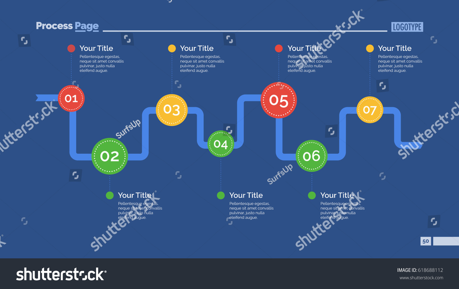 Seven Steps Diagram Slide Template Stock Vector (Royalty Free ...