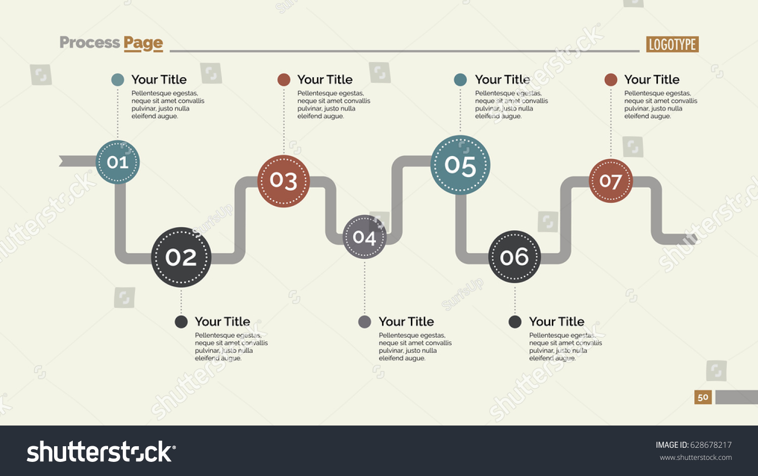 Seven Steps Diagram Slide Template Stock Vector (Royalty Free) 628678217