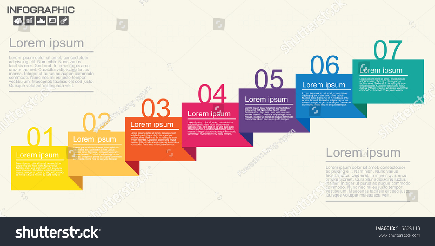 Seven Steps Diagram Template Stock Vector (Royalty Free) 515829148