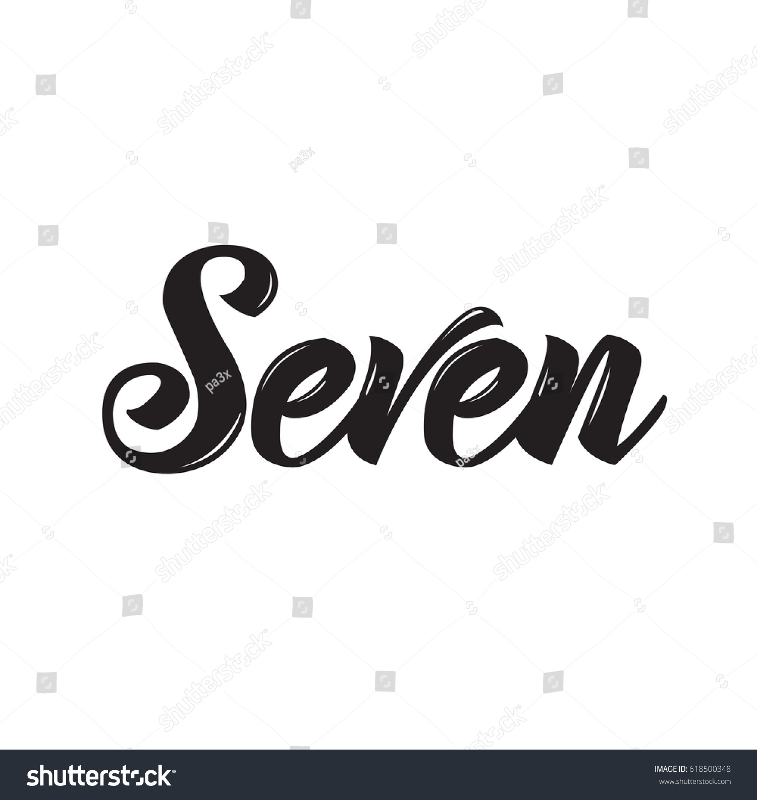 Seven Text Design Vector Calligraphy Typography: เวกเตอร์สต็อก (ปลอดค่า ...