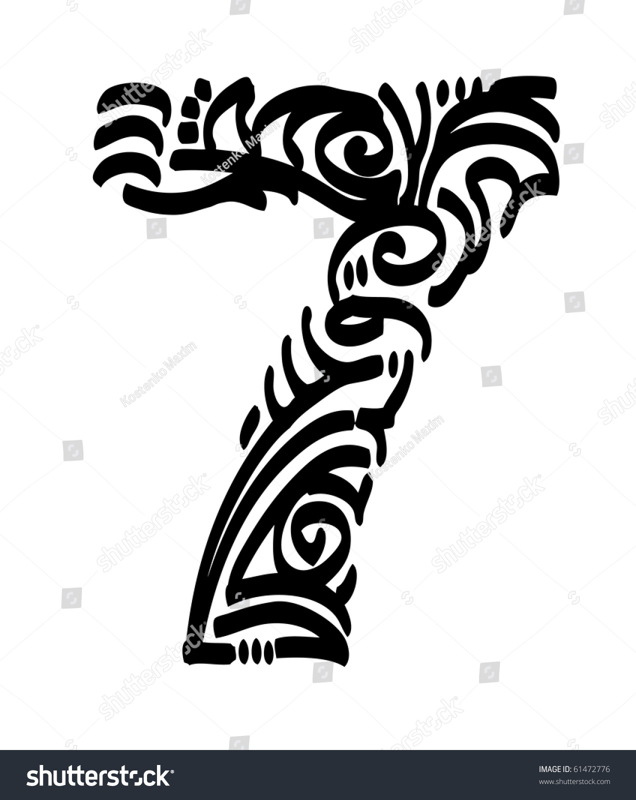 Seven Vector Illustration Calligraphy: vector de stock (libre de ...