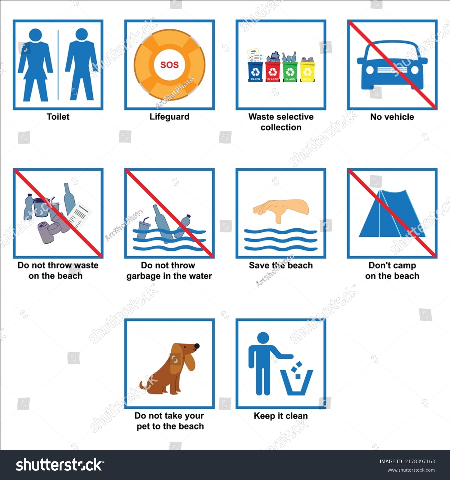 Several Beach Safety Rules Icons Stock Vector (Royalty Free) 2178397163 ...