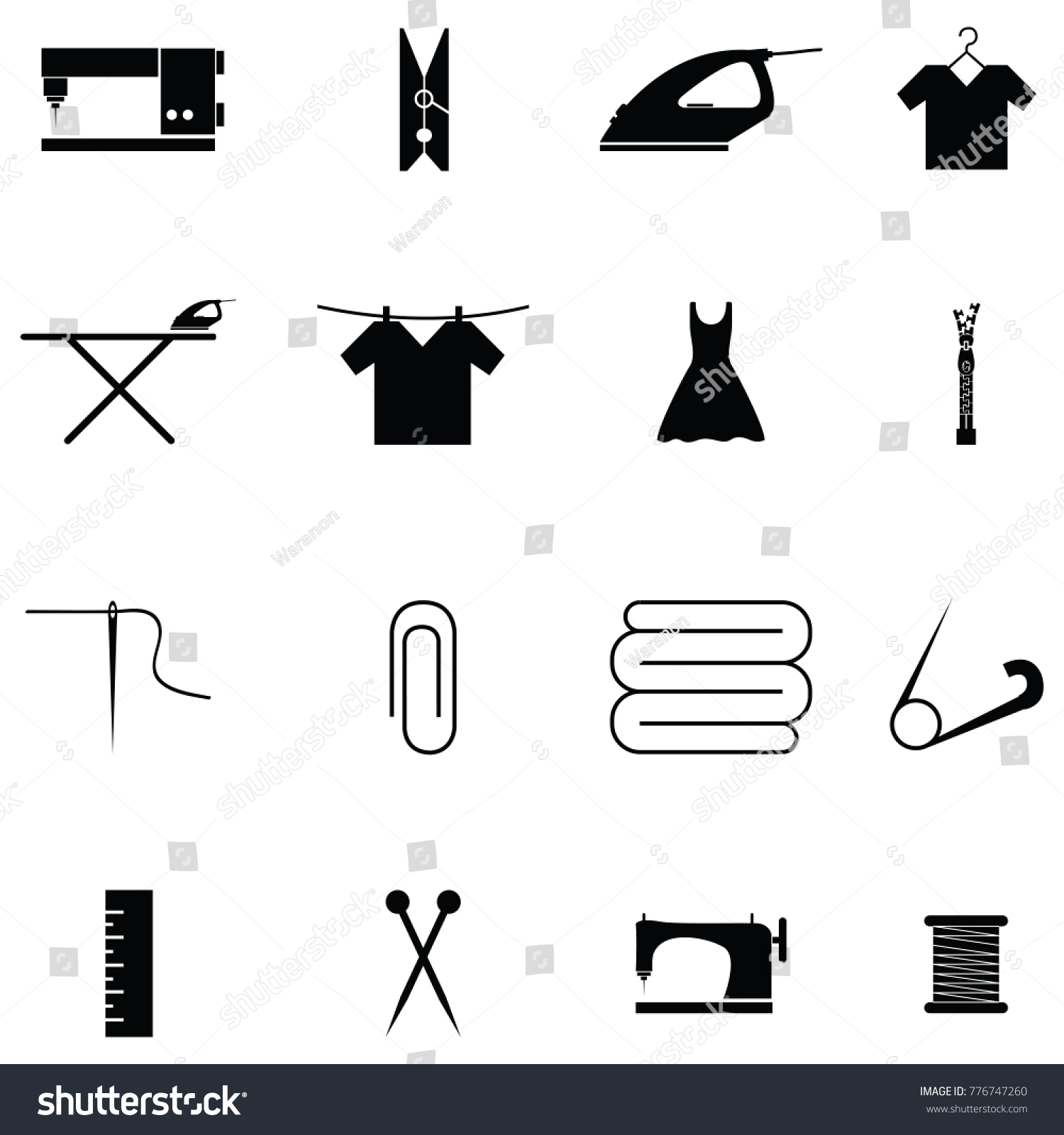 Sewing Icon Set Stock Vector (Royalty Free) 776747260
