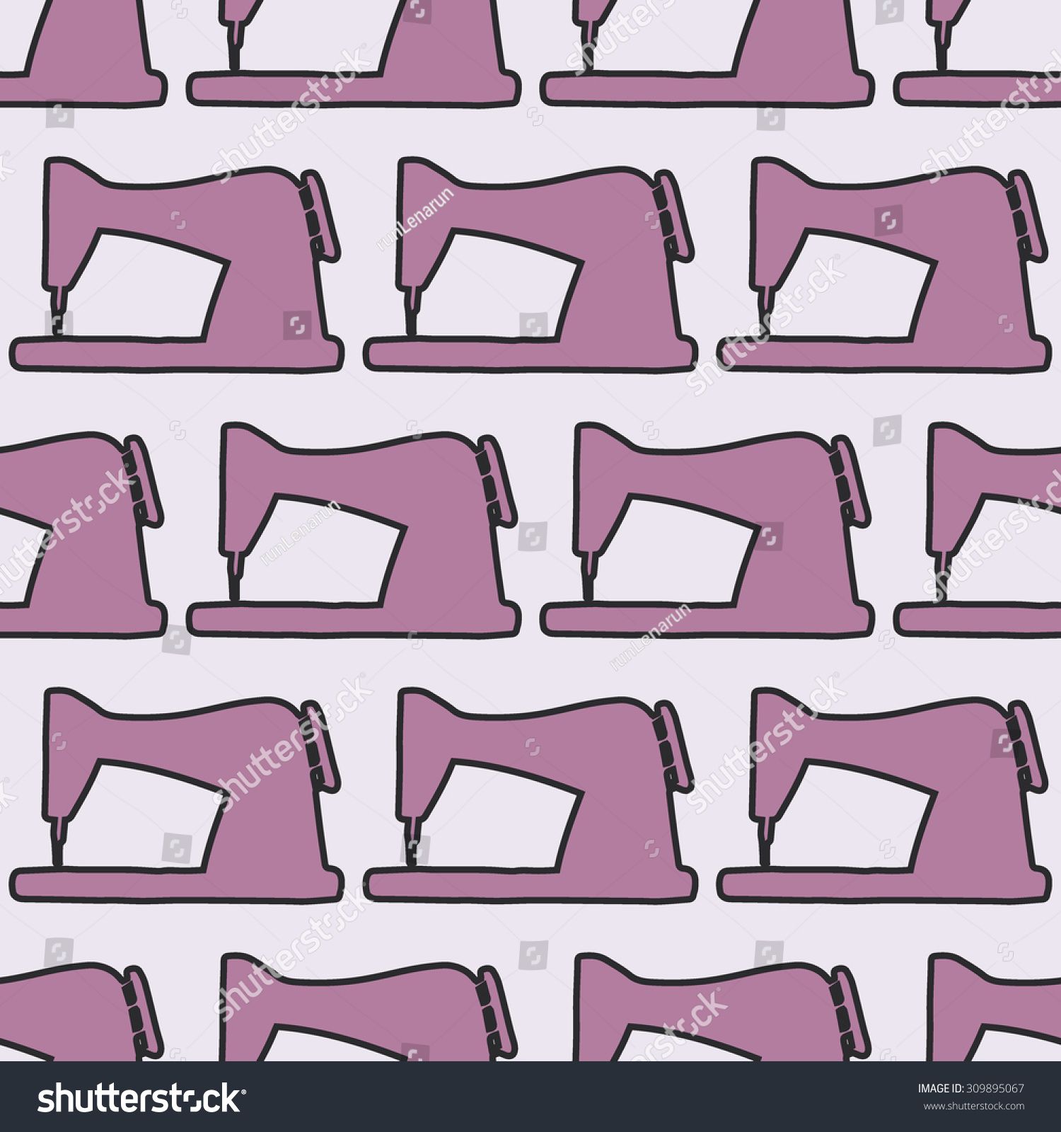 Sewing Machine Seamless Pattern Handdrawn Cartoon Stock Vector Royalty