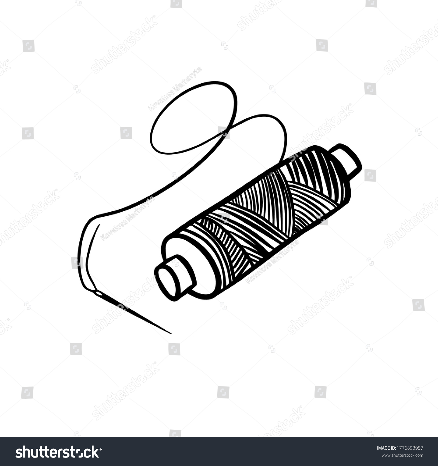 Sewing Needle Thread Spool Silhouette Stock Vector (Royalty Free ...