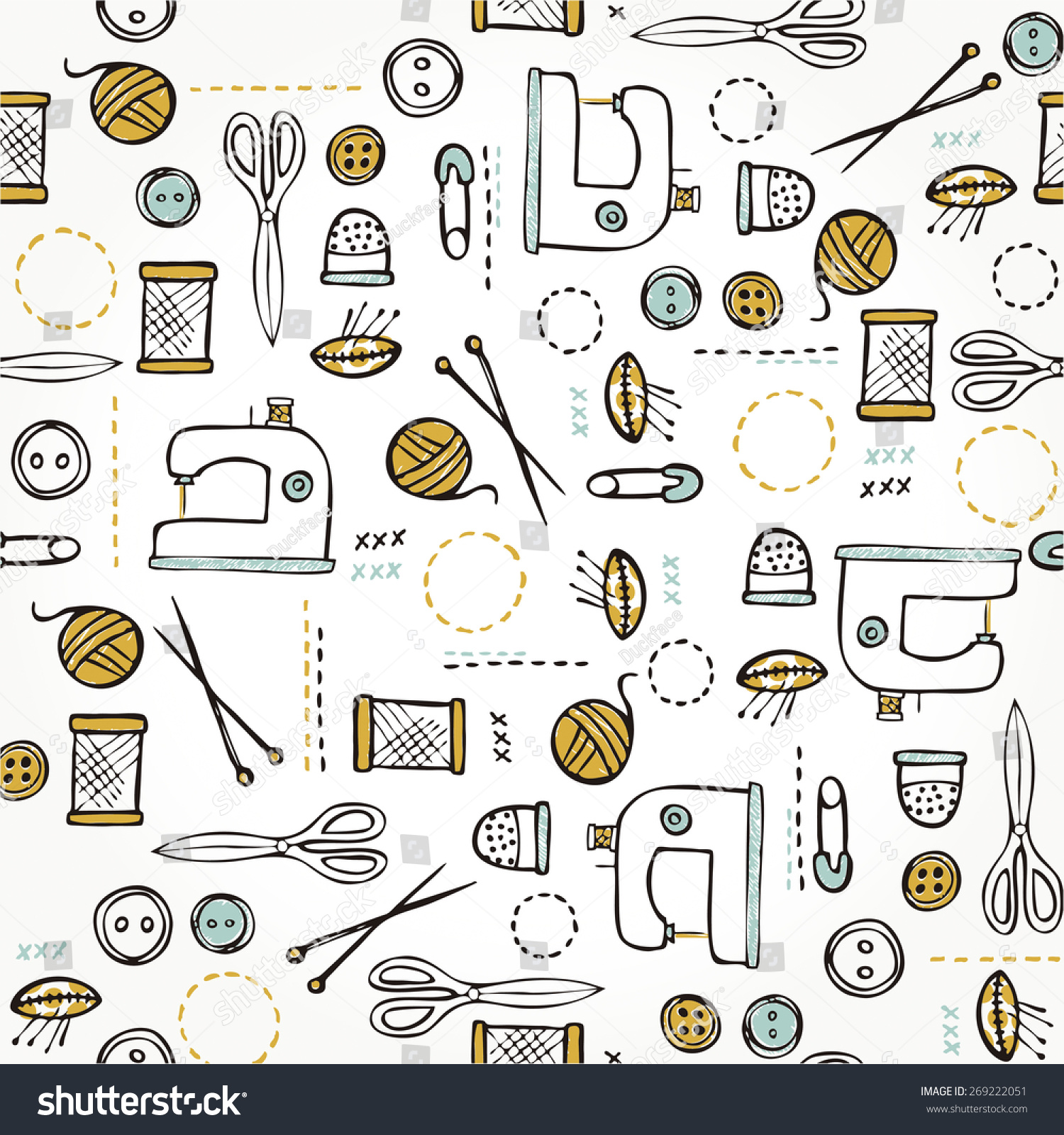 Sewing Wallpaper Stock Vector (Royalty Free) 269222051 | Shutterstock