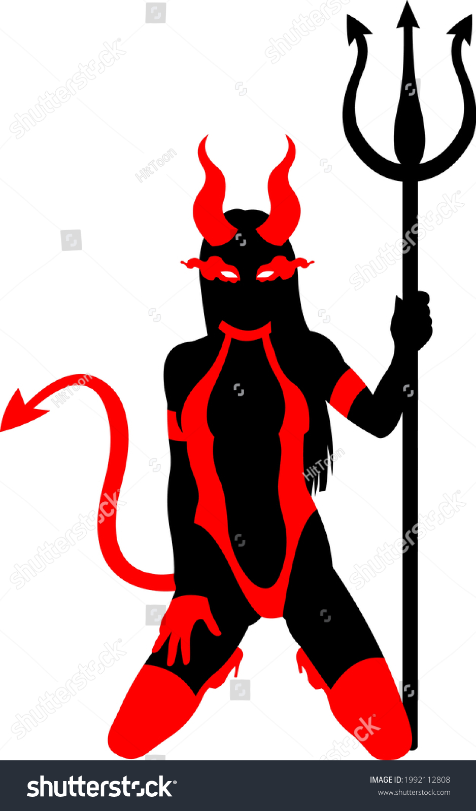 Sexy Devil Girl Silhouette Trident Vector Stock Vector Royalty Free