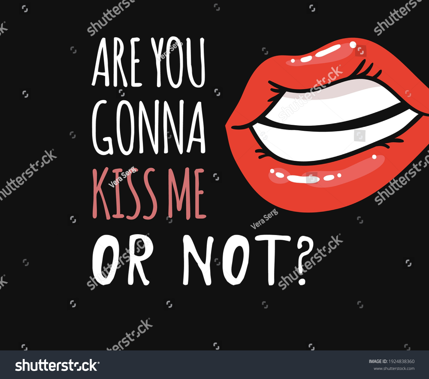 Sexy Female Lips Red Lipstick Text เวกเตอร์สต็อก ปลอดค่าลิขสิทธิ์