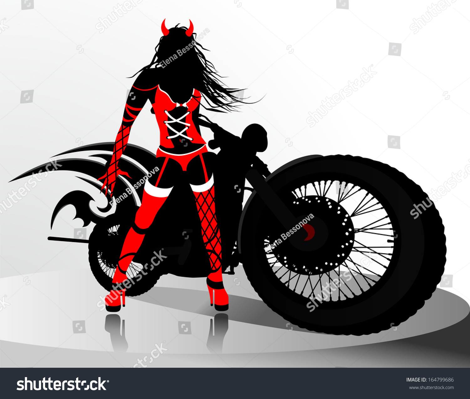Sexy Girl Near Motorcycle Stock Vector Royalty Free 164799686
