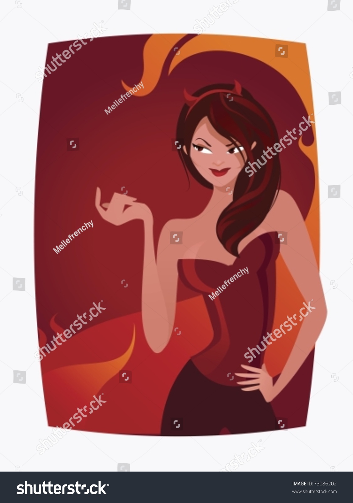 Sexy Provocative Devilish Woman Stock Vector (Royalty Free) 73086202