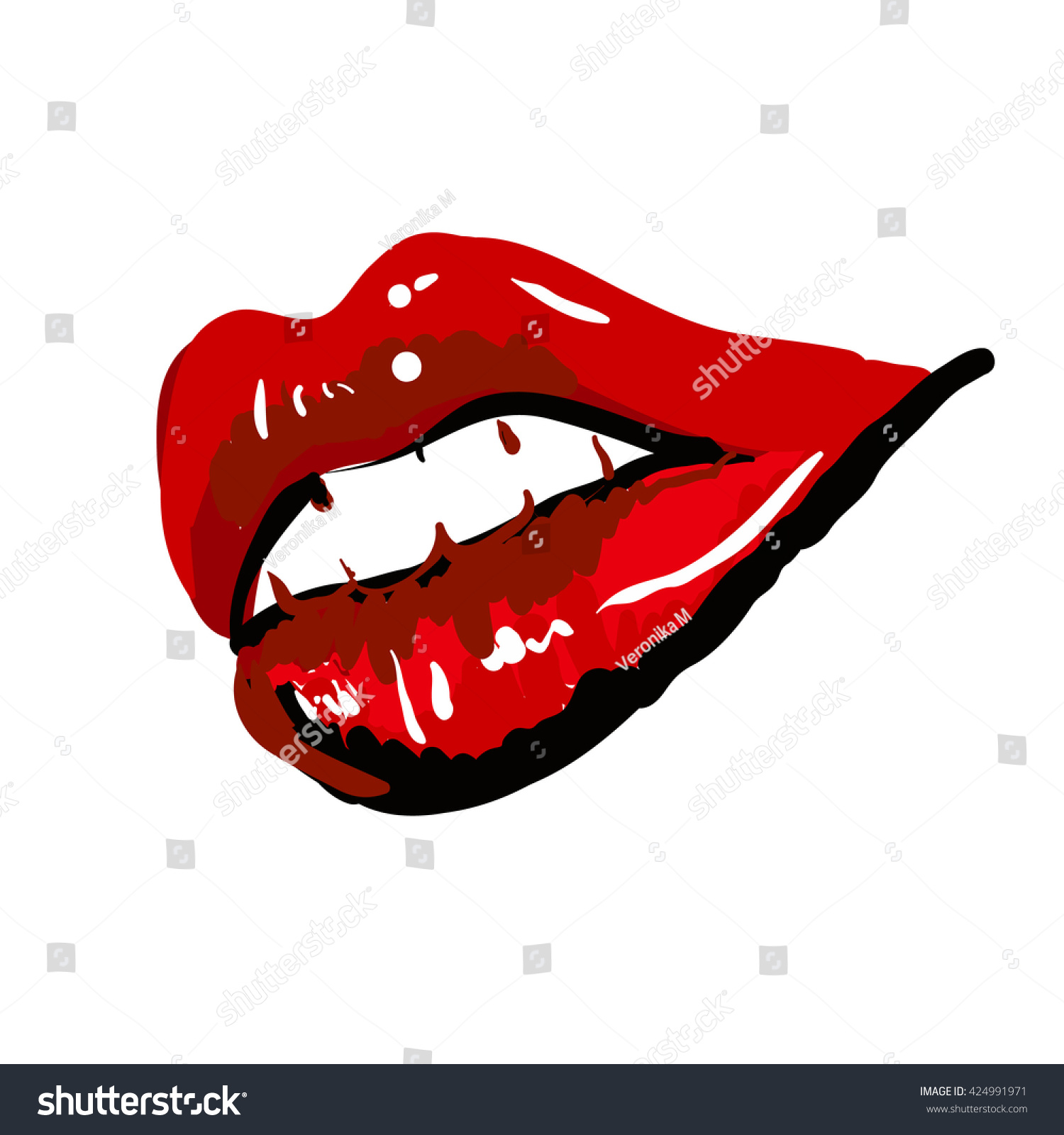 Sexy Vector Female Lips Illustration Can เวกเตอร์สต็อก ปลอดค่า