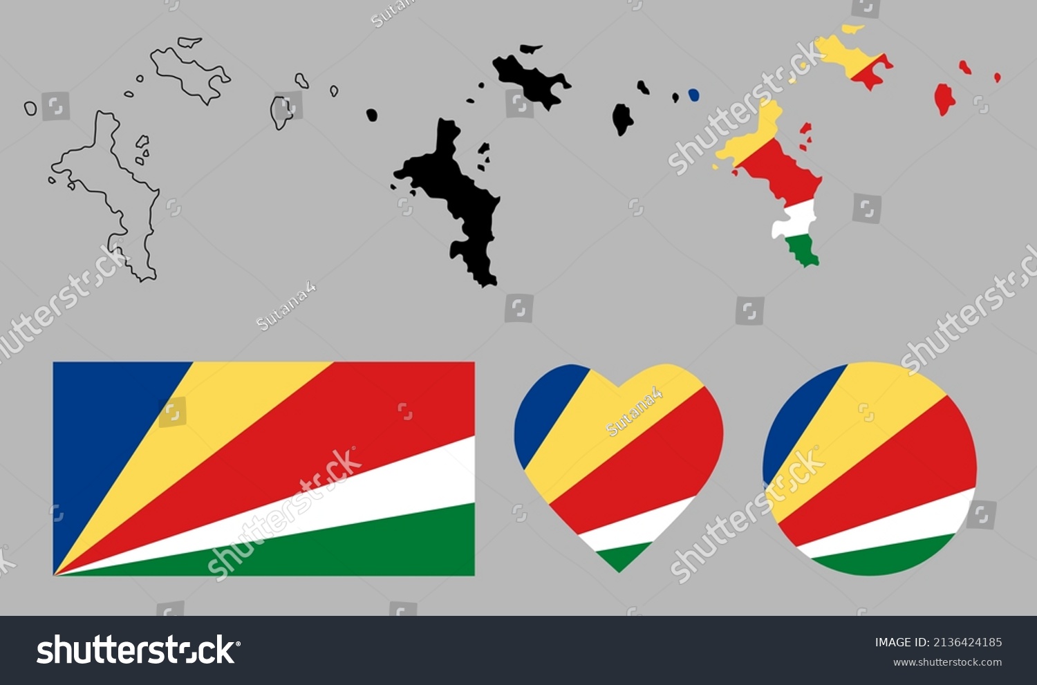 Seychelles Map Flag Icon Set Stock Vector (Royalty Free) 2136424185 ...
