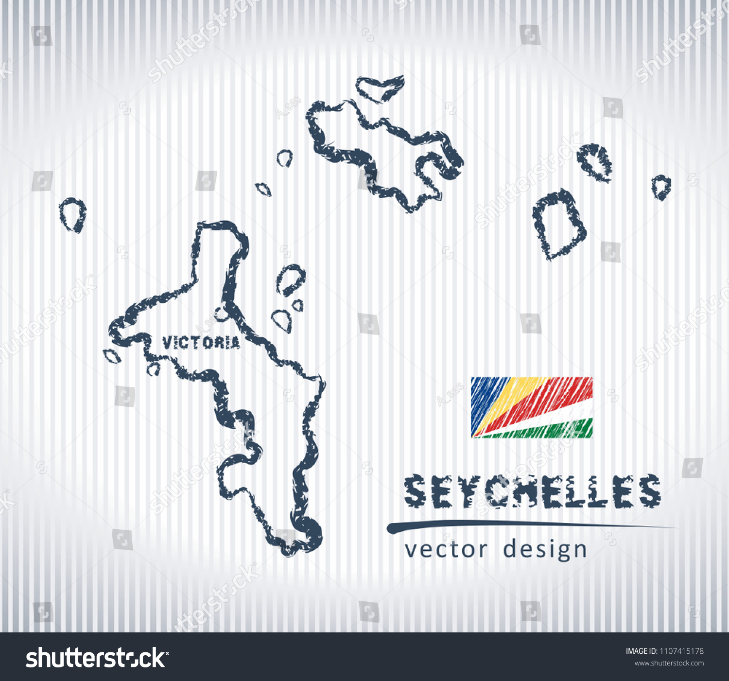 Seychelles Vector Chalk Drawing Map Isolated Stock Vector (Royalty Free ...