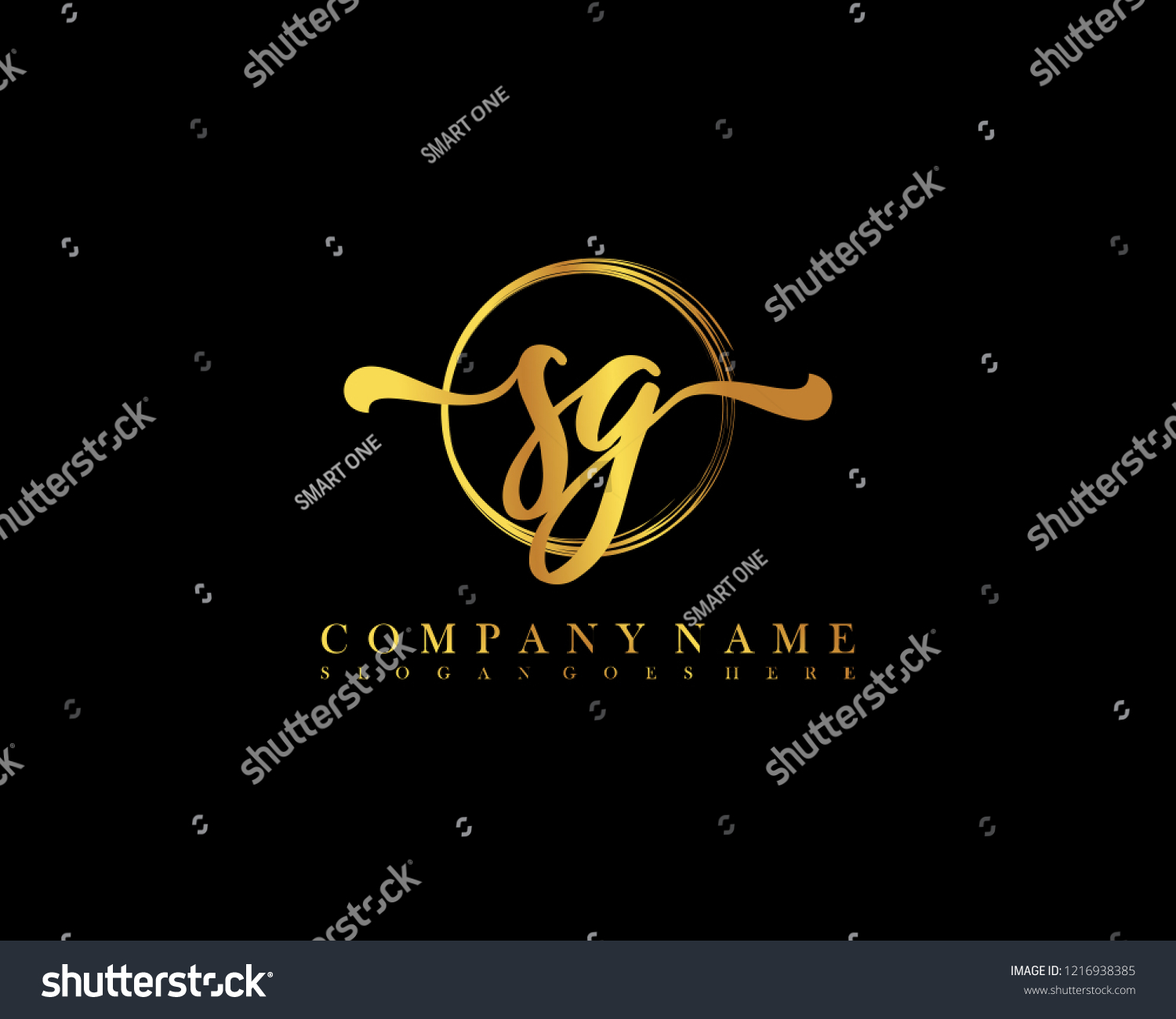 Sg Initial Handwriting Logo Circle Template Stock Vector (Royalty Free ...