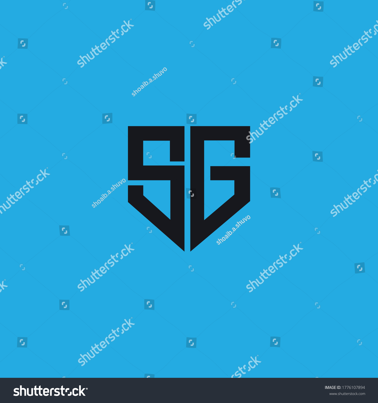 Sg Logo Design Shild Shape Stock Vector (Royalty Free) 1776107894
