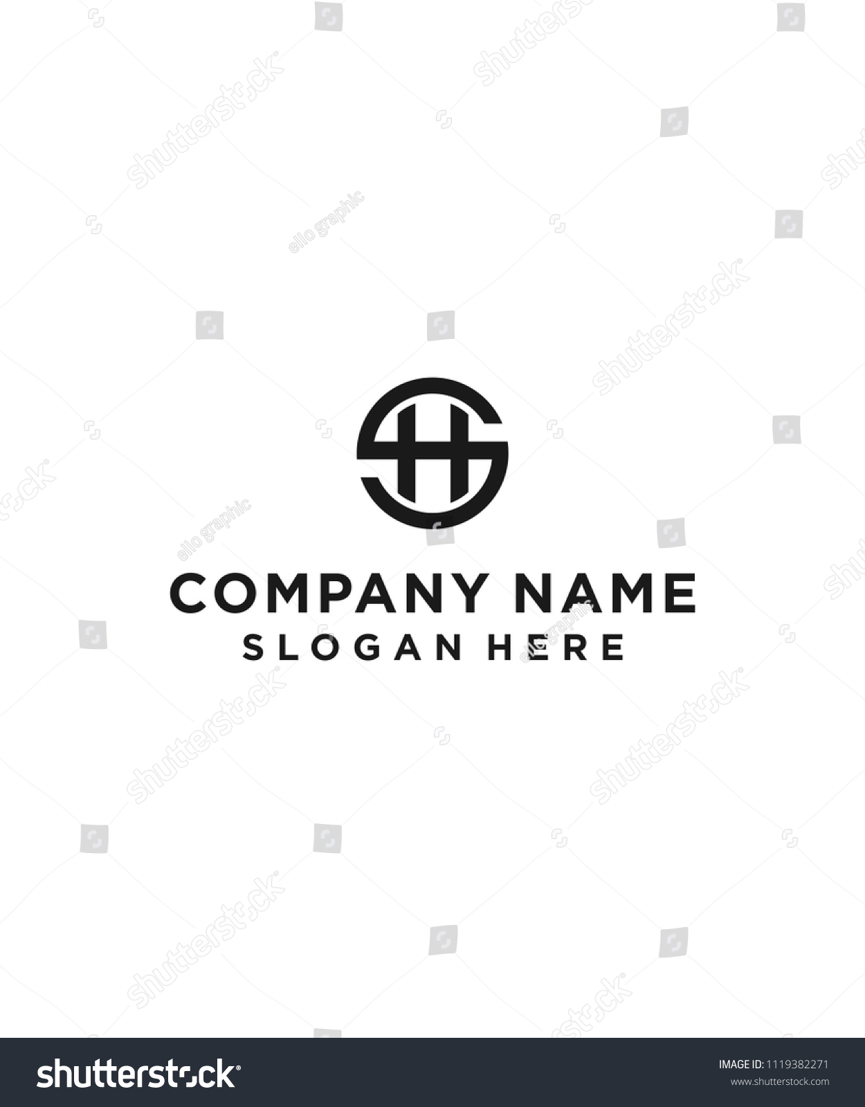 Sh Circle Logo Sh Logo Stock Vector (Royalty Free) 1119382271