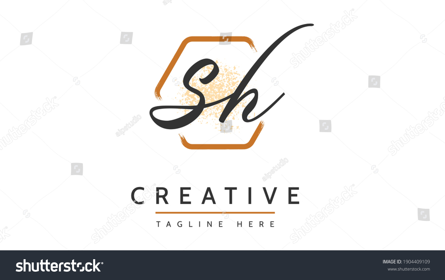 Sh Initial Handwriting Logo Vector Stock Vector (Royalty Free ...