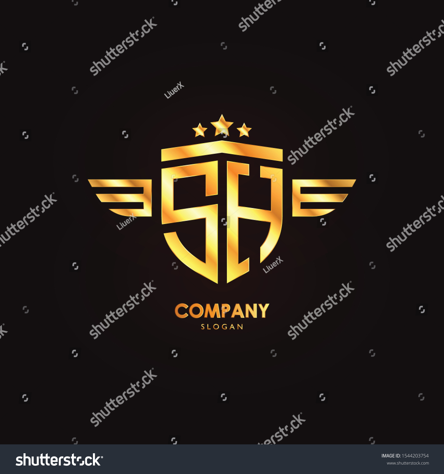 Sh Logo Vector Graphic Gold Stock Vector (Royalty Free) 1544203754 ...