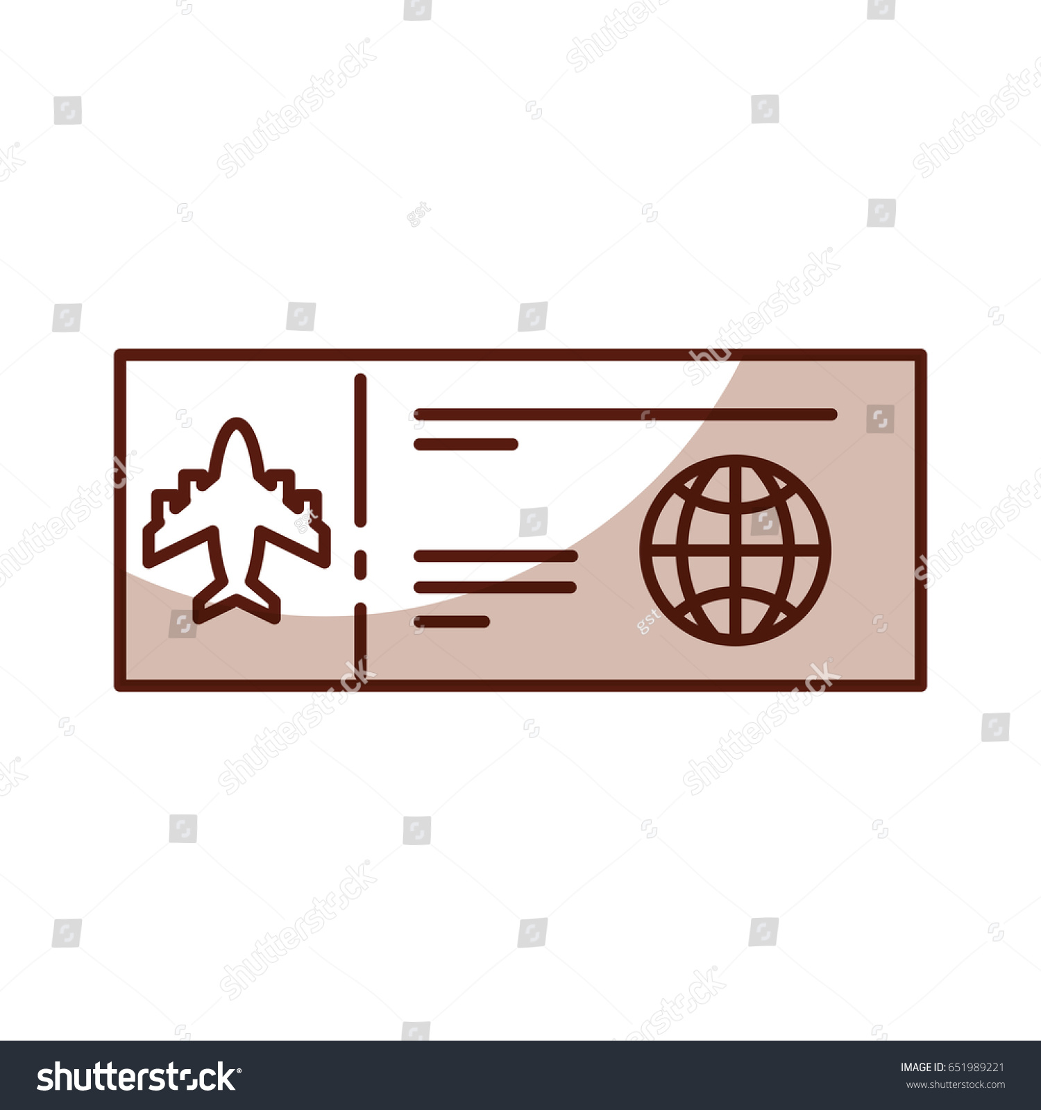 Shadow Airplane Ticket Cartoon Stock Vector (Royalty Free) 651989221