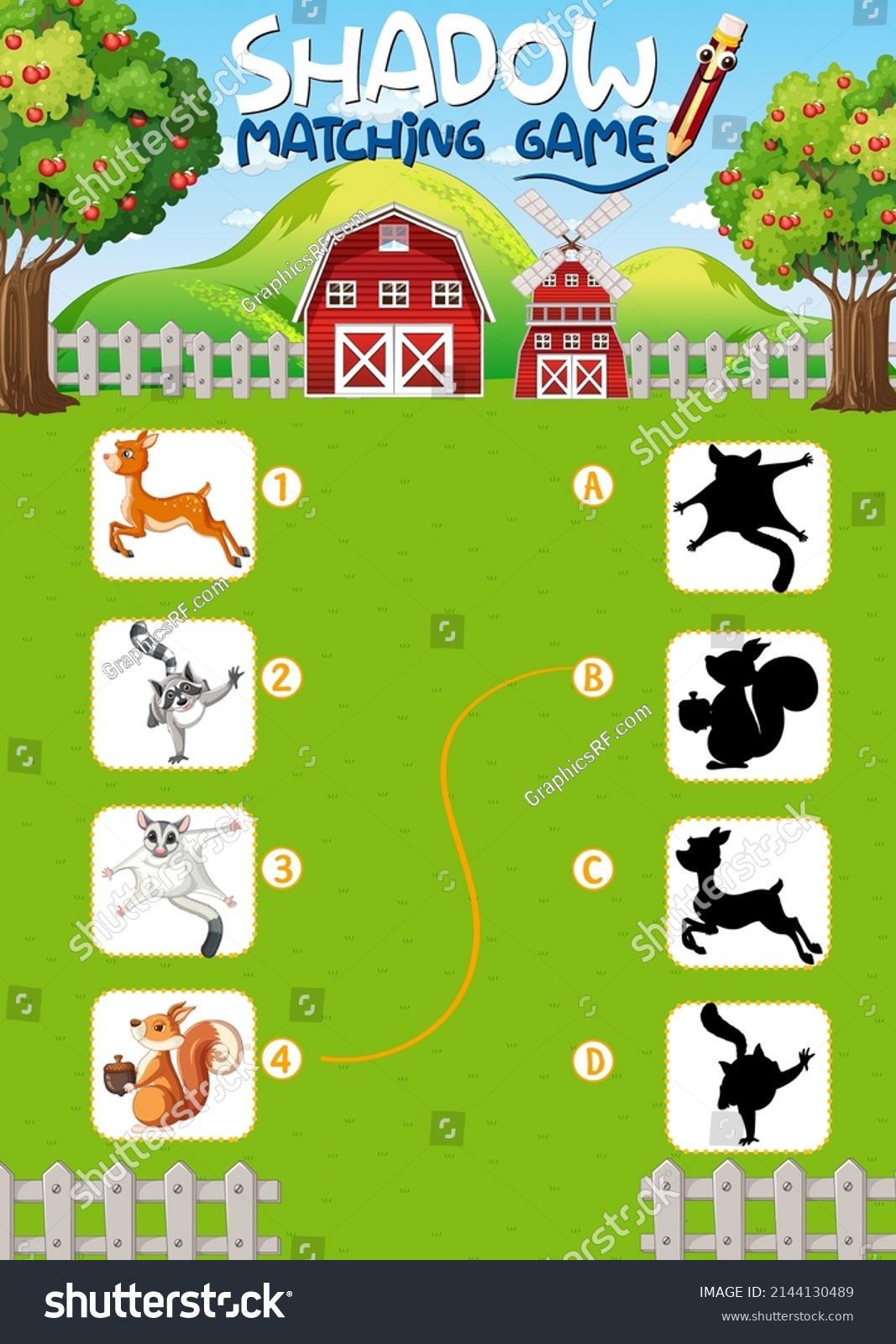 Shadow Matching Game Template Illustration Stock Vector (Royalty Free ...