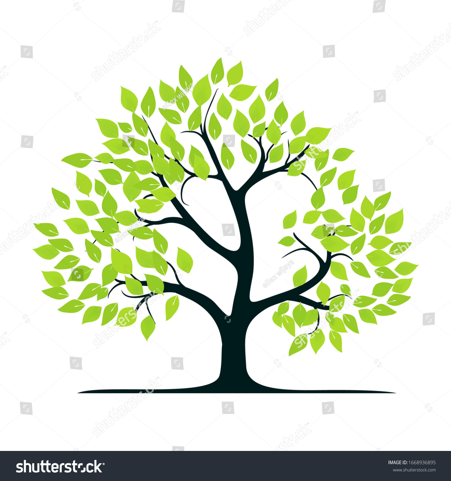 Shady Green Leaf Tree Vector Illustration Stock Vector (Royalty Free ...