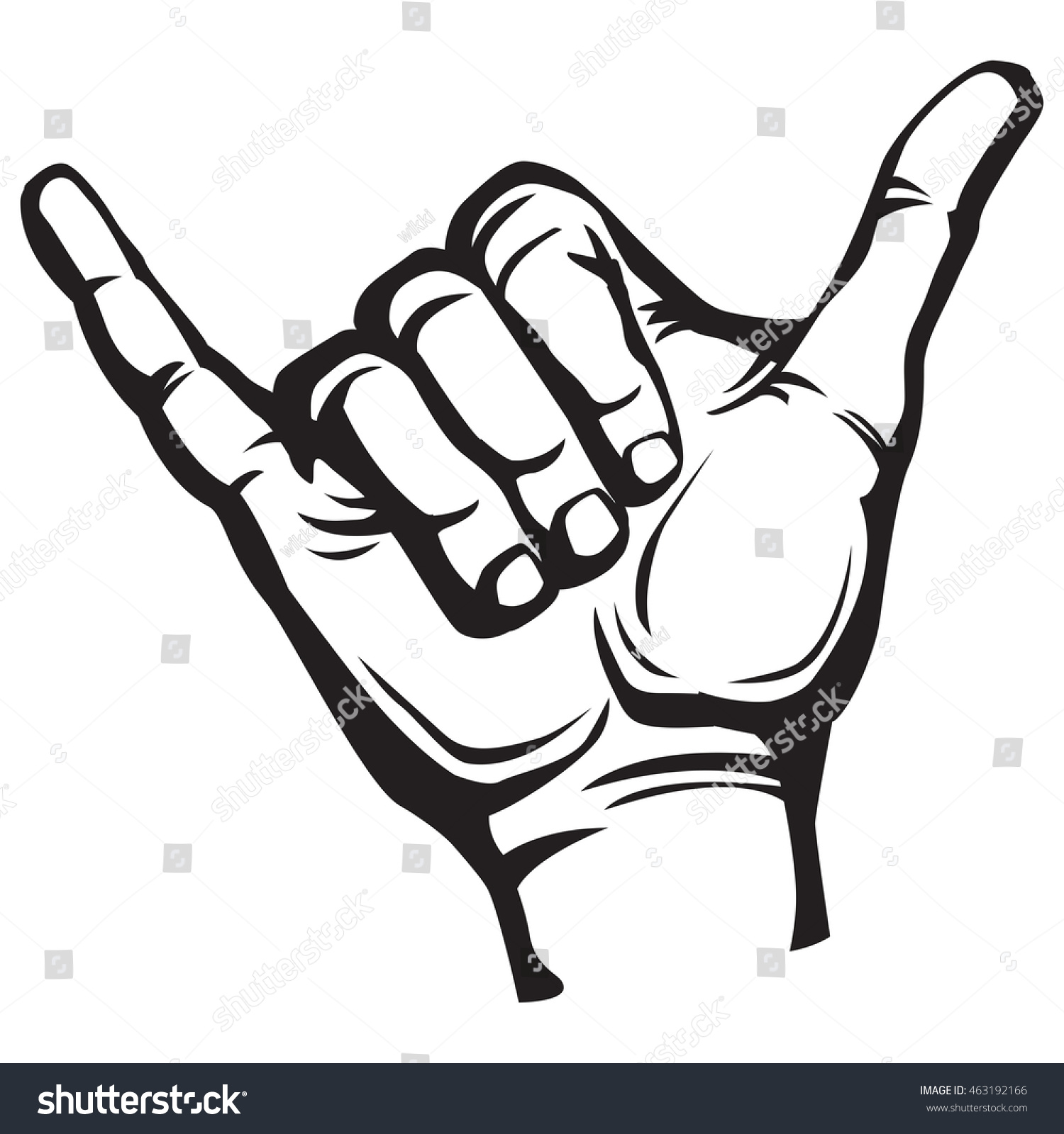 Shaka Hand Sign Stock Vector (Royalty Free) 463192166 - Shutterstock