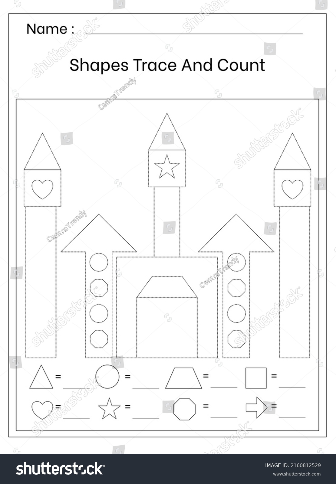 Shapes Traces Count Printable Sheet Stock Vector (Royalty Free ...