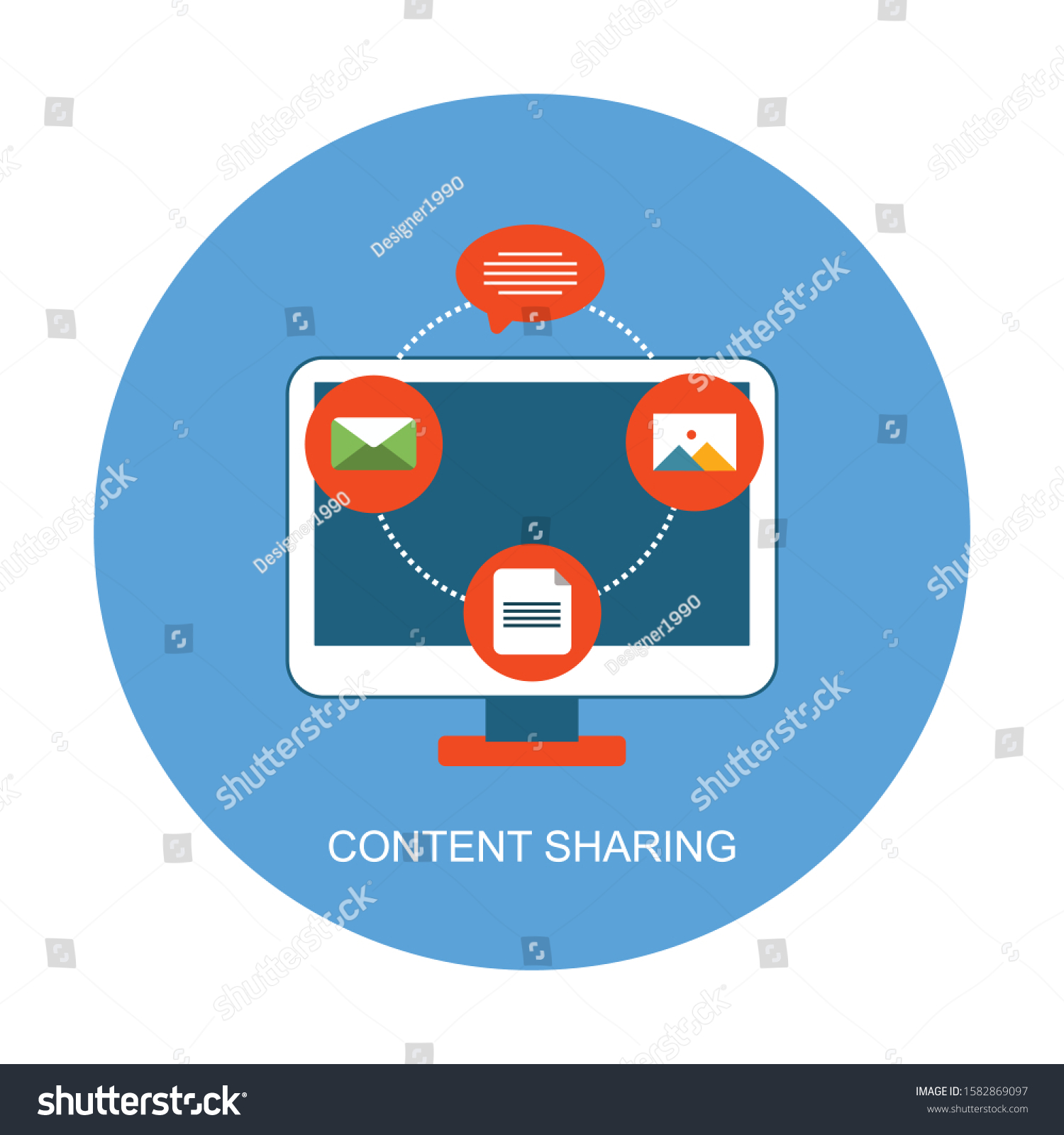 Sharing Content Information Social Media Flat Stock Vector (Royalty ...