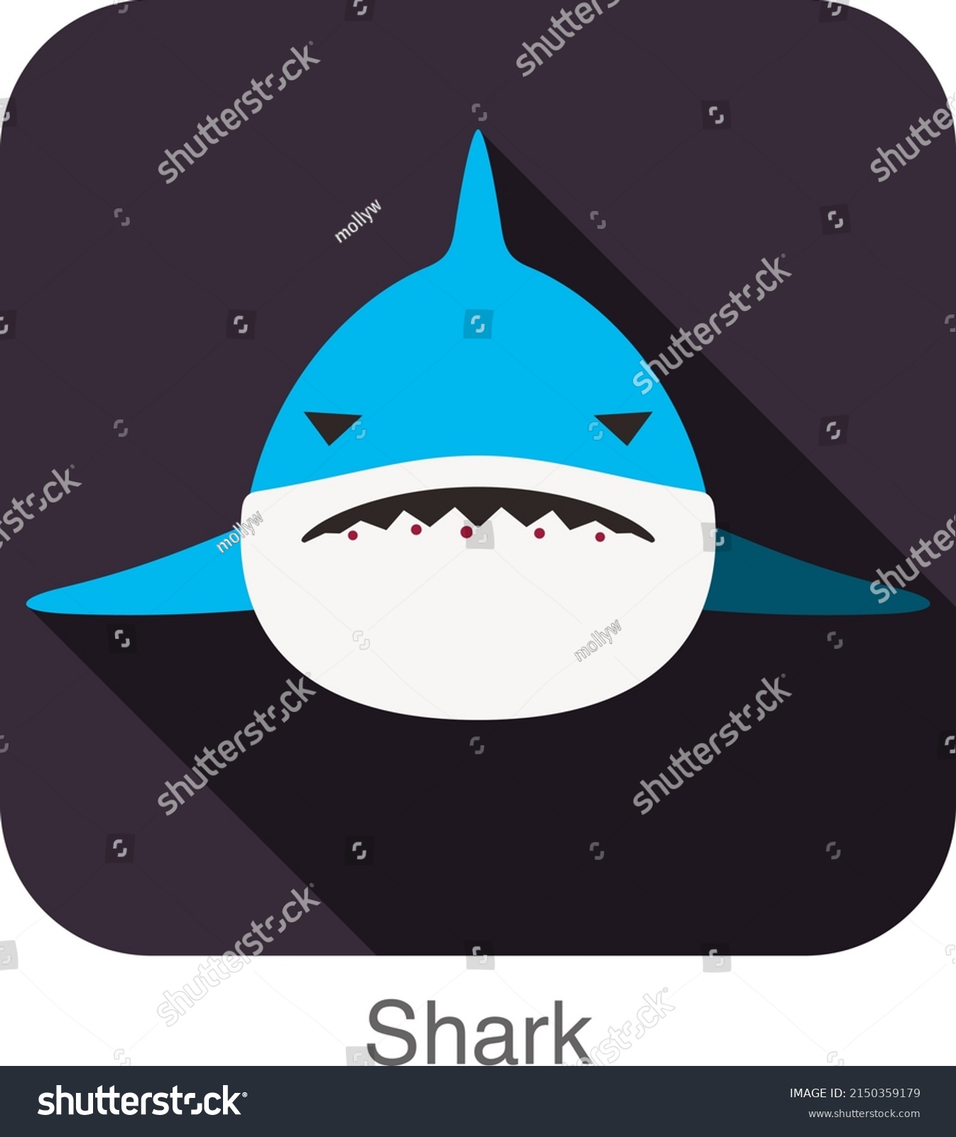 Shark Animal Face Flat Design Vector Stock Vector (Royalty Free ...