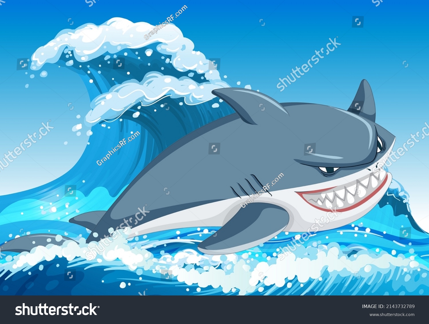 Shark Attack Concept Aggressive Shark Illustration Stock Vector ...