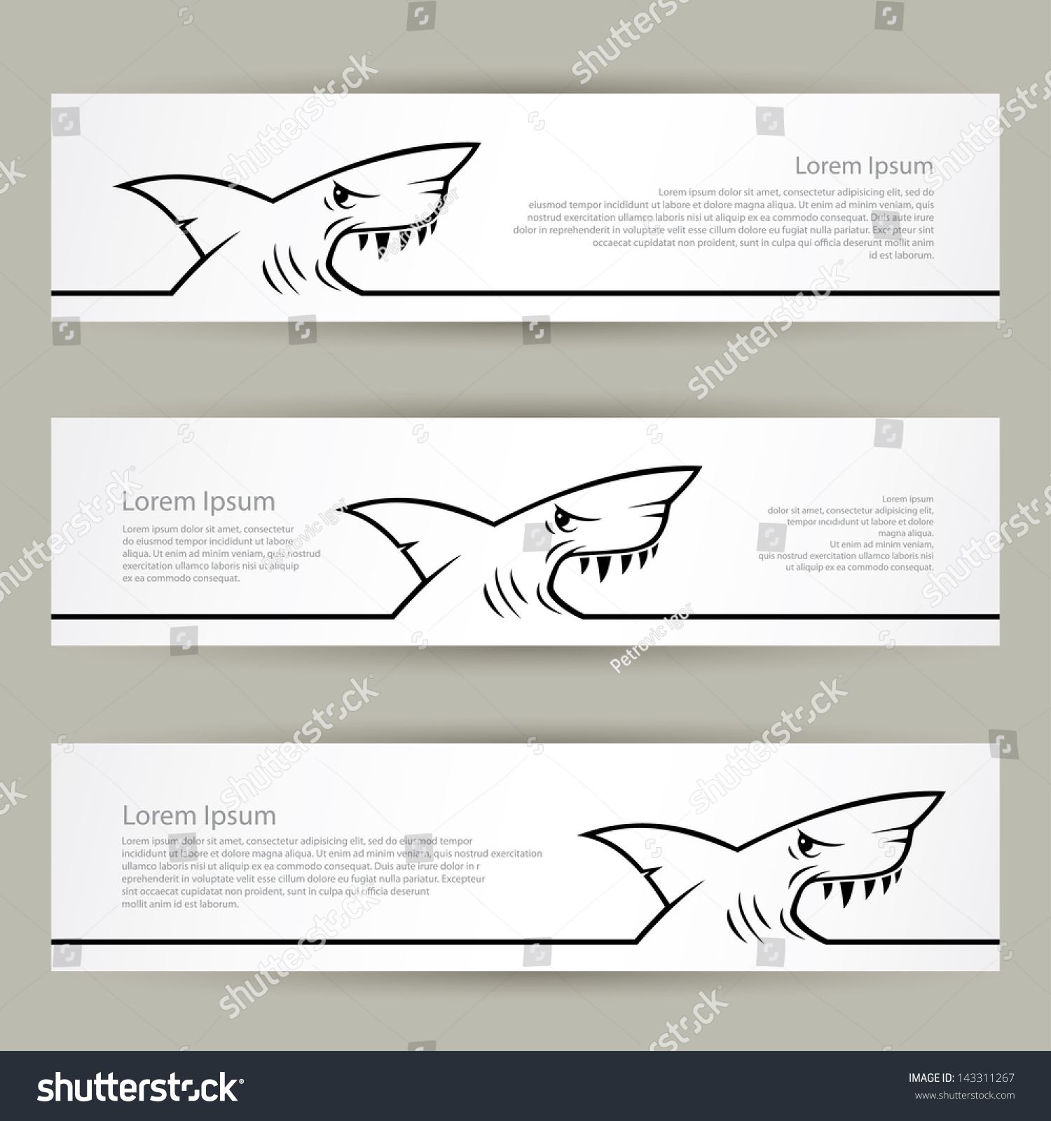 Shark Banners Vector Illustration Stock Vector (Royalty Free) 143311267