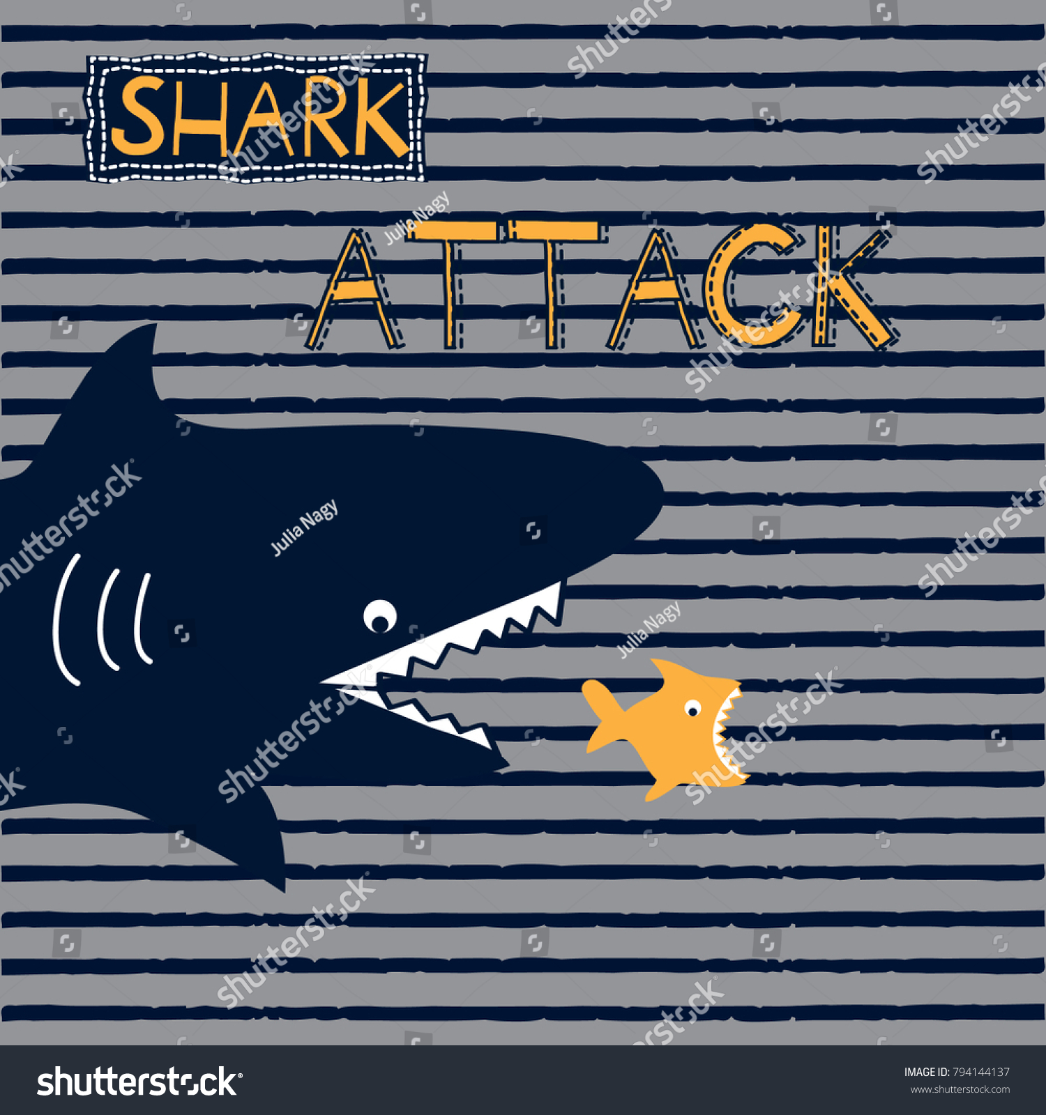 Shark Cartoon Shark Attack Vector Illustration Stock Vector (Royalty ...
