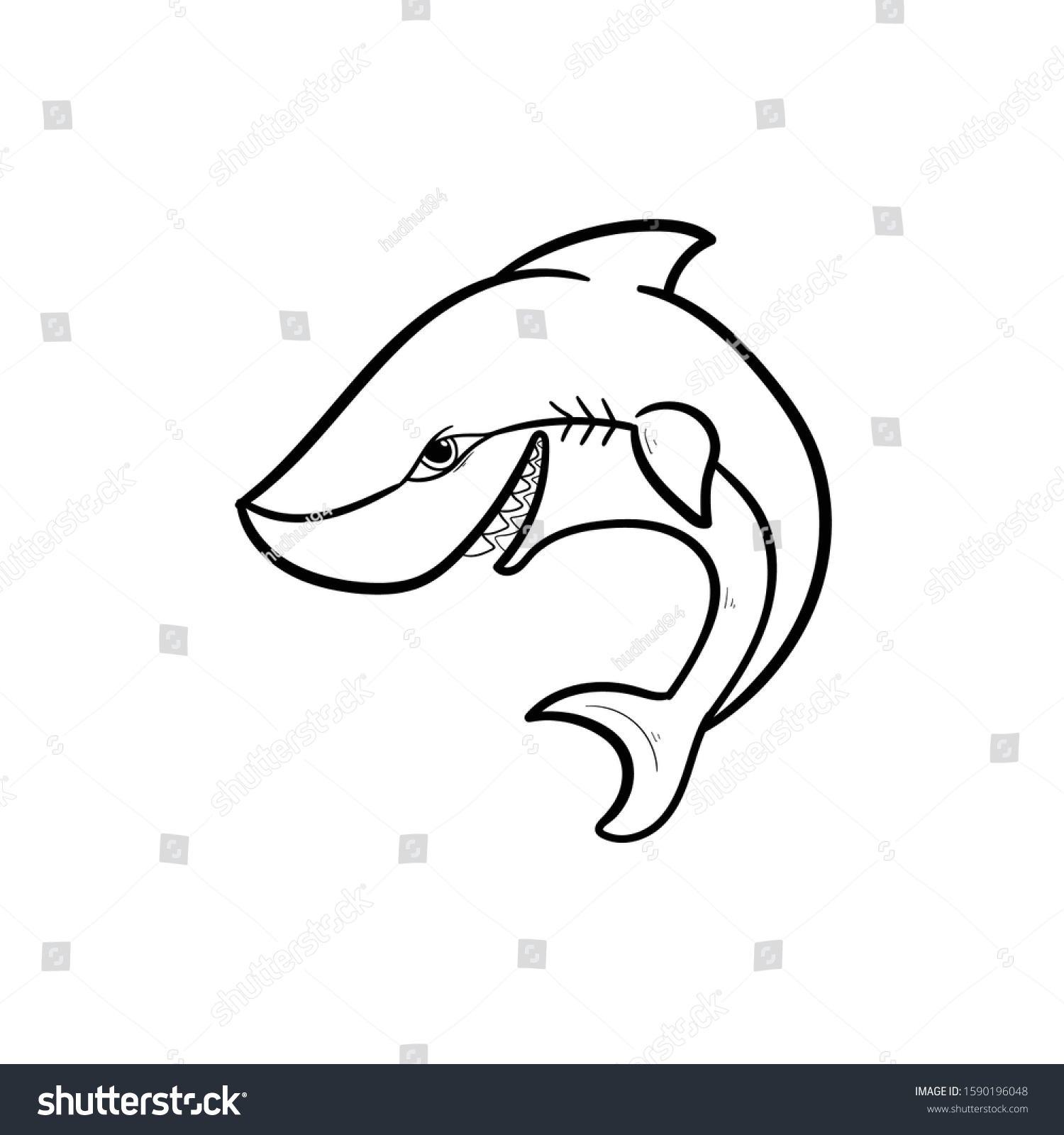 Shark Doodle Icon Vector Hand Drawing Stock Vector (Royalty Free ...