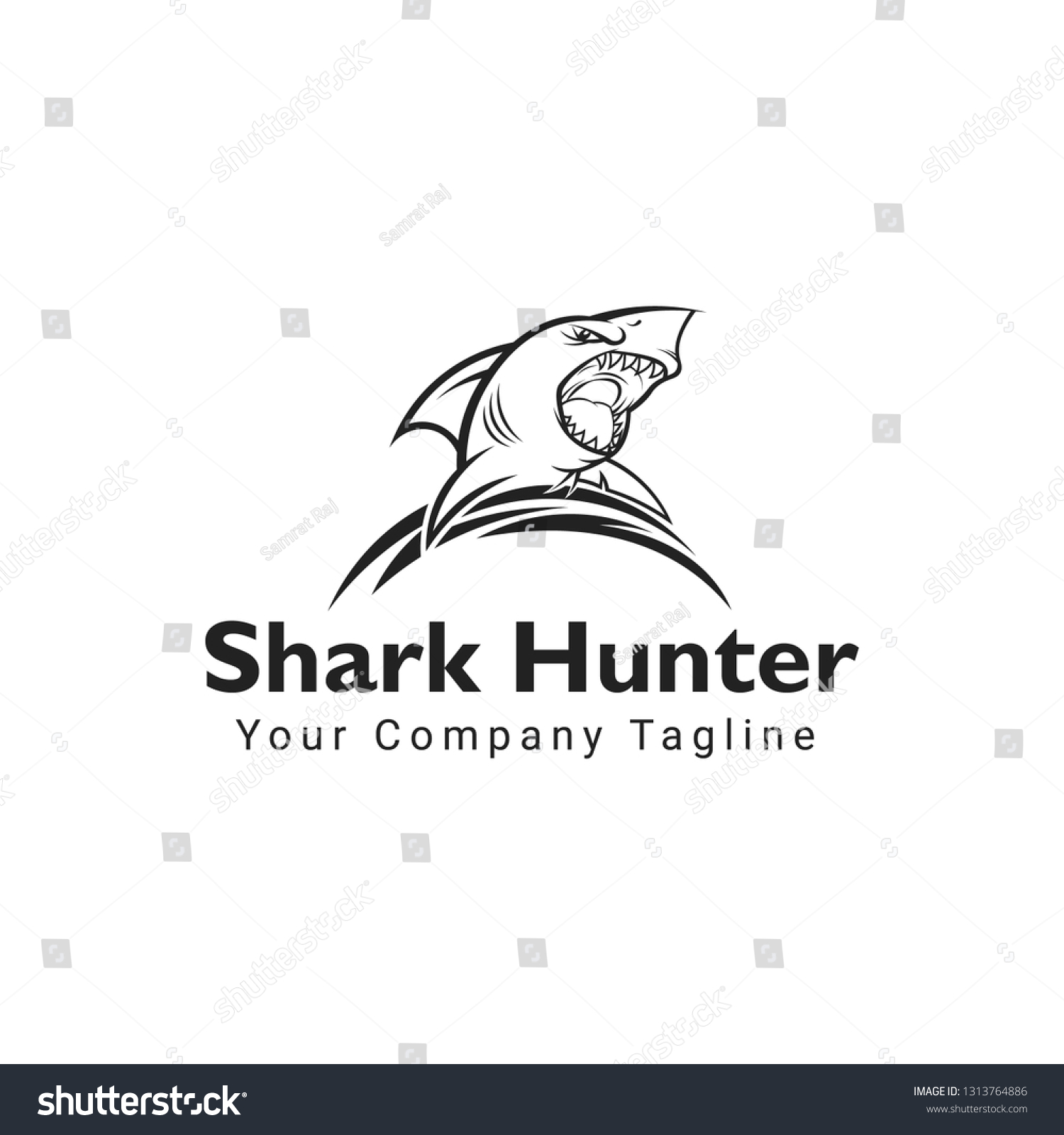 Shark Hunter Logo Template Stock Vector (Royalty Free) 1313764886 ...