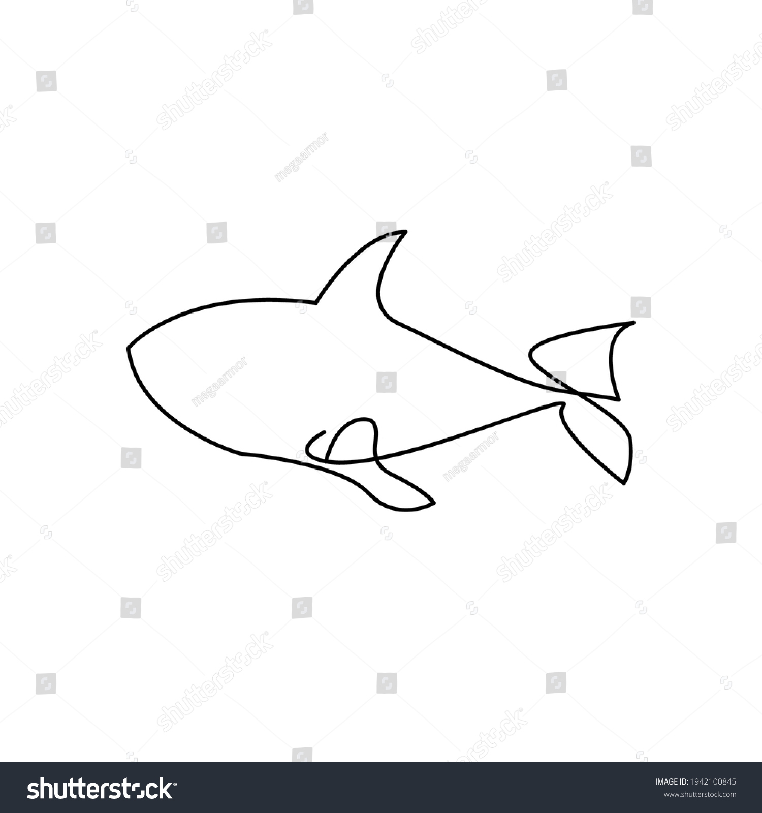 Shark Line Continuous Outline Vector Logo Stock Vector (Royalty Free ...