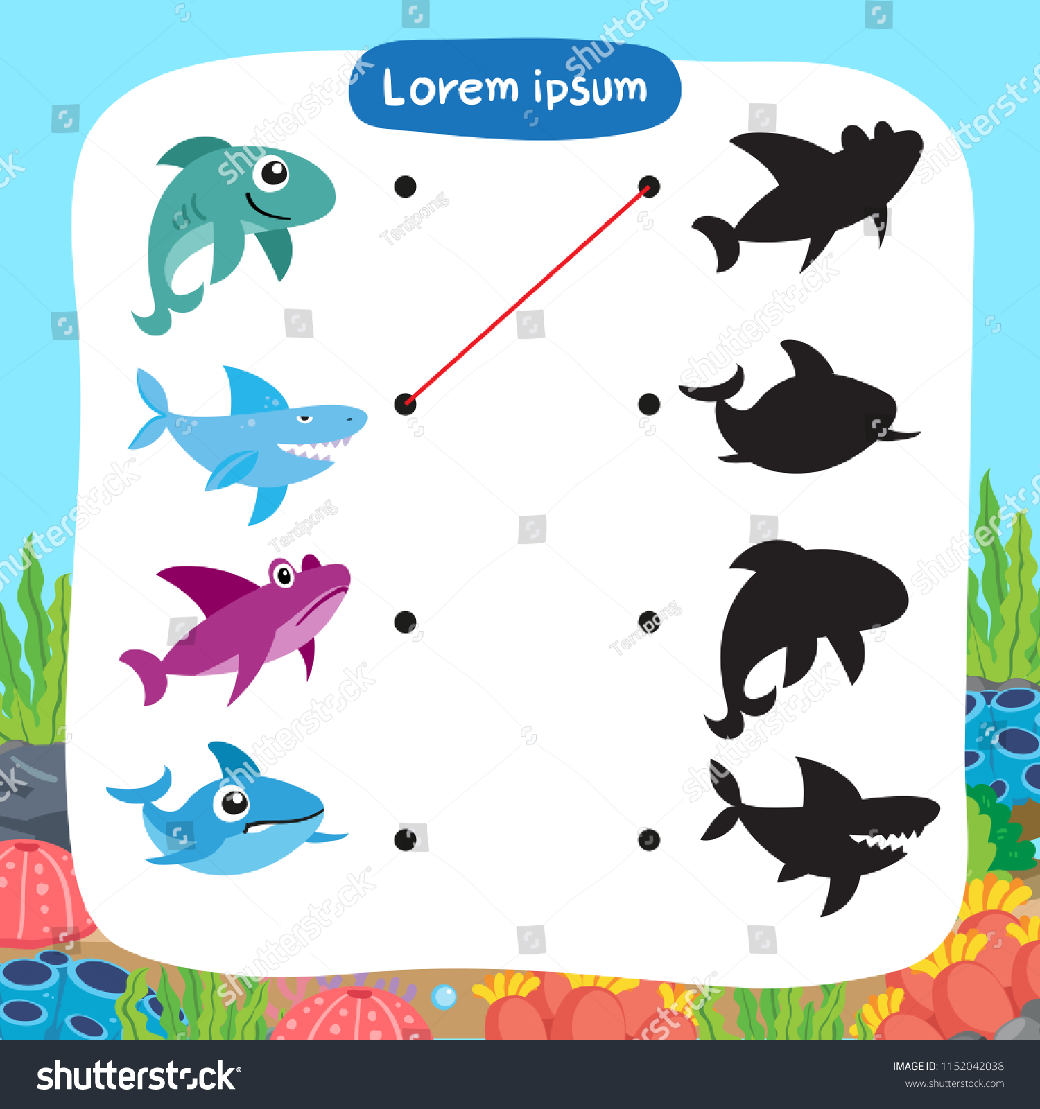 Shark Matching Game Vector Design Stock Vector (Royalty Free ...