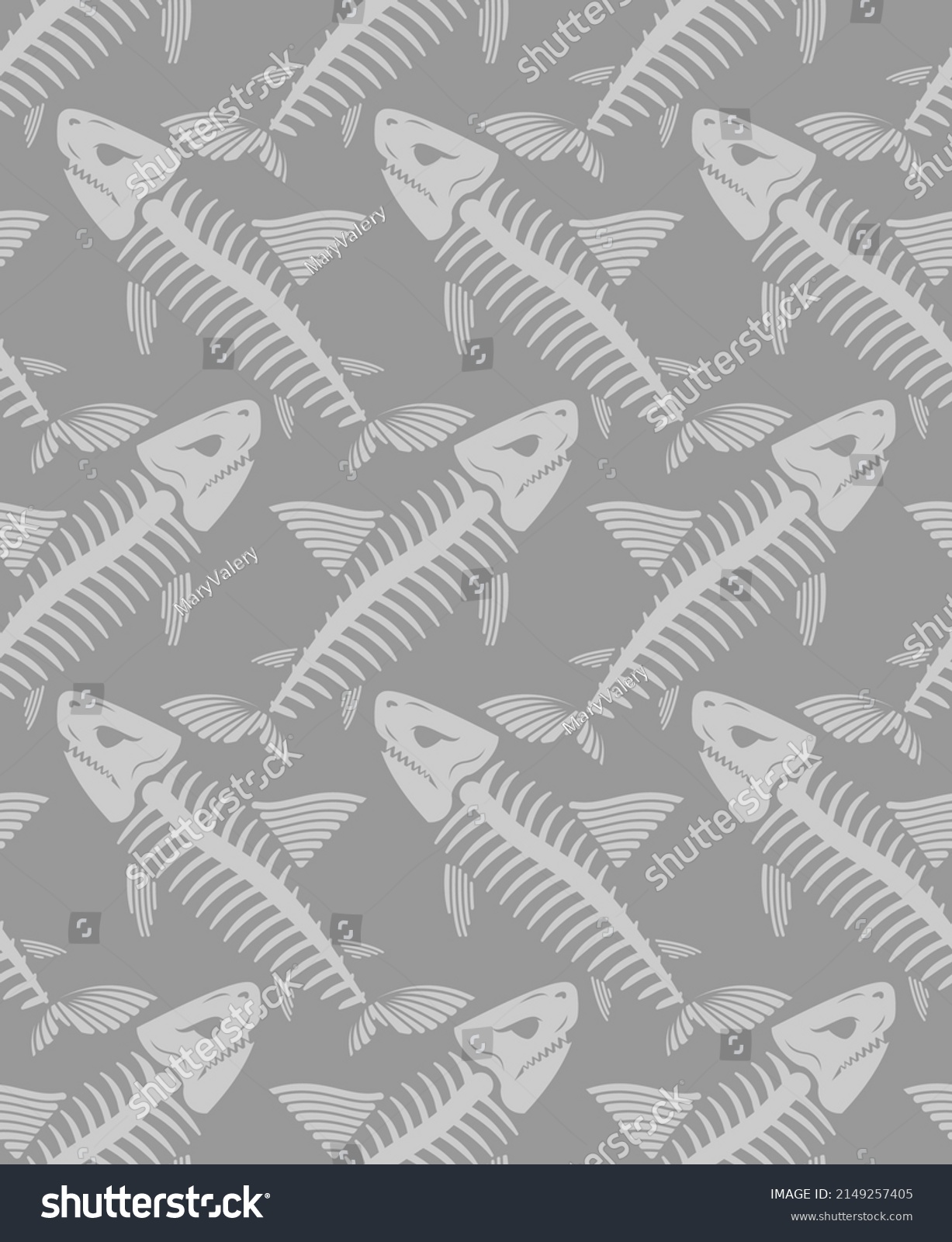 Shark Skeleton Pattern Seamless Fish Skull Stock Vector (Royalty Free ...